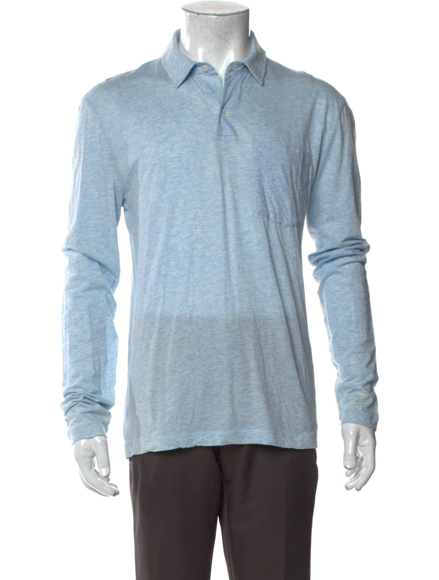 James Perse Collar Long Sleeve Polo Shirt - Blue Polos, Clothing ...