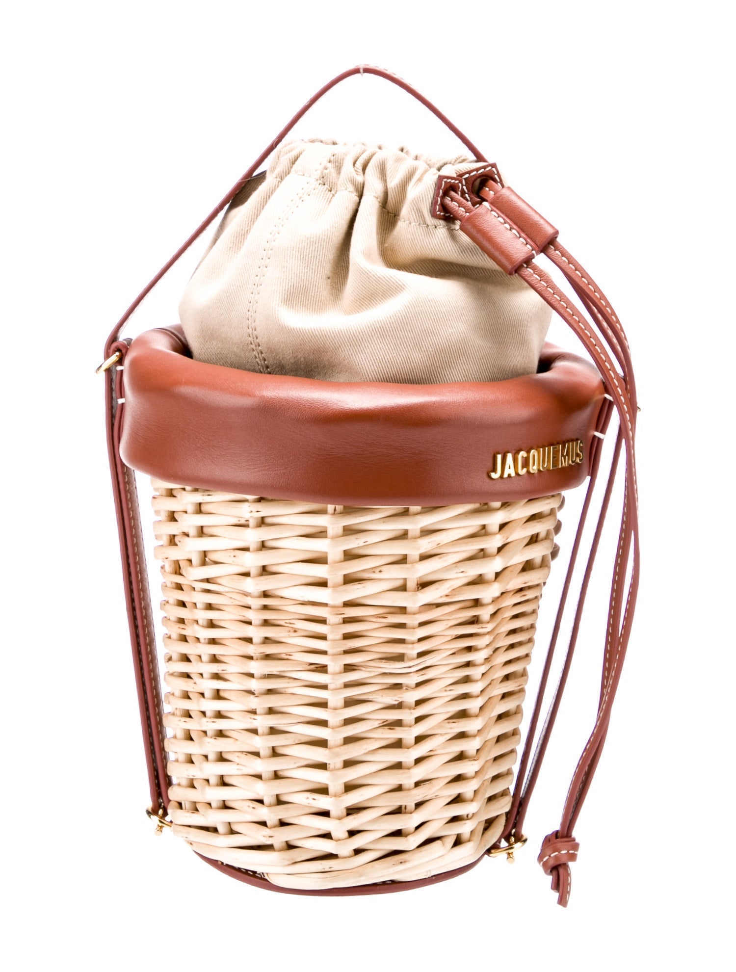 Jacquemus Wicker Leather Trim Bucket Bag - Neutrals Bucket Bags ...