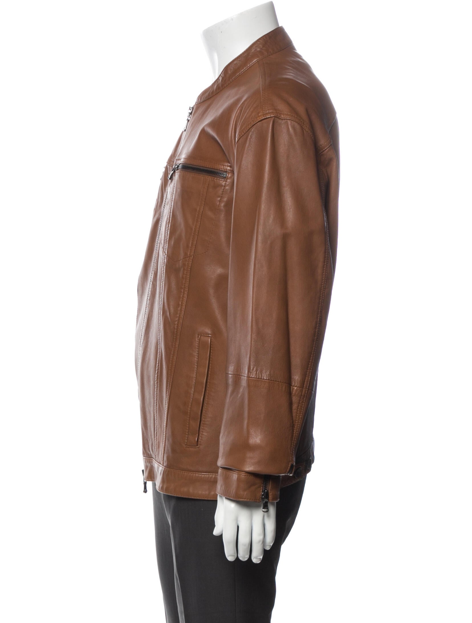 John Varvatos Star USA Leather Moto Jacket - Brown Outerwear, Clothing ...