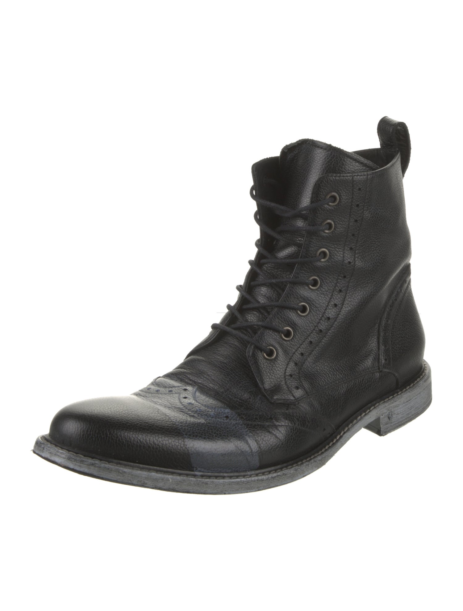 John Varvatos Star U.S.A. Leather Lasercut Accents Combat Boots - Black Boots, Shoes ...