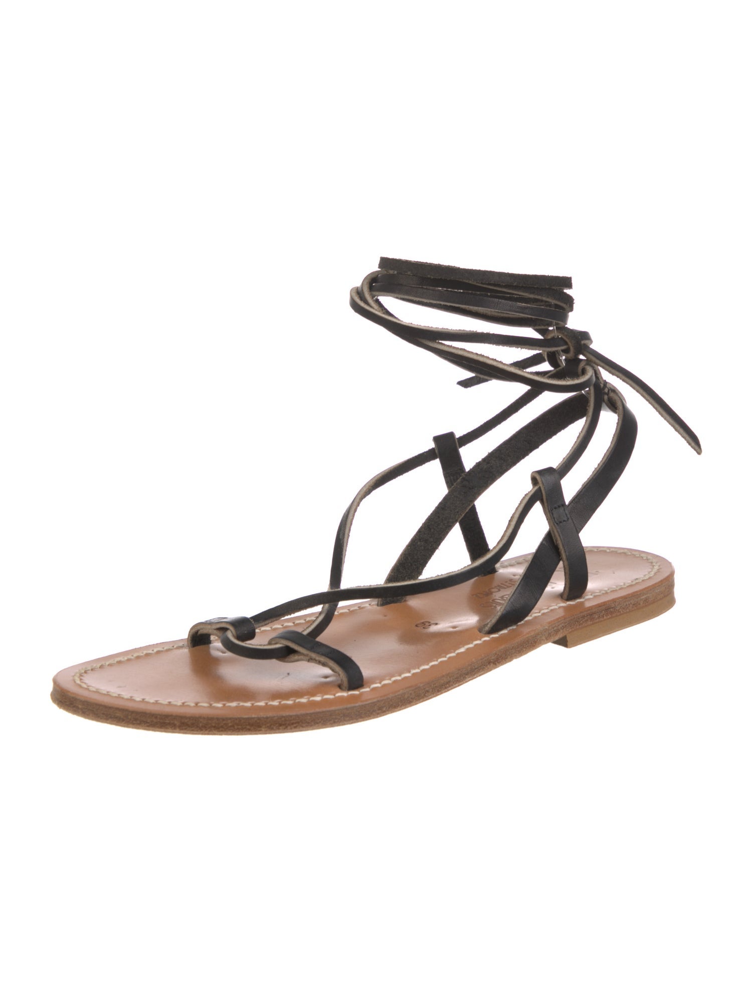 Andrew Gn Embellished Leather Sandals - Green Sandals, Shoes - AND20884 ...