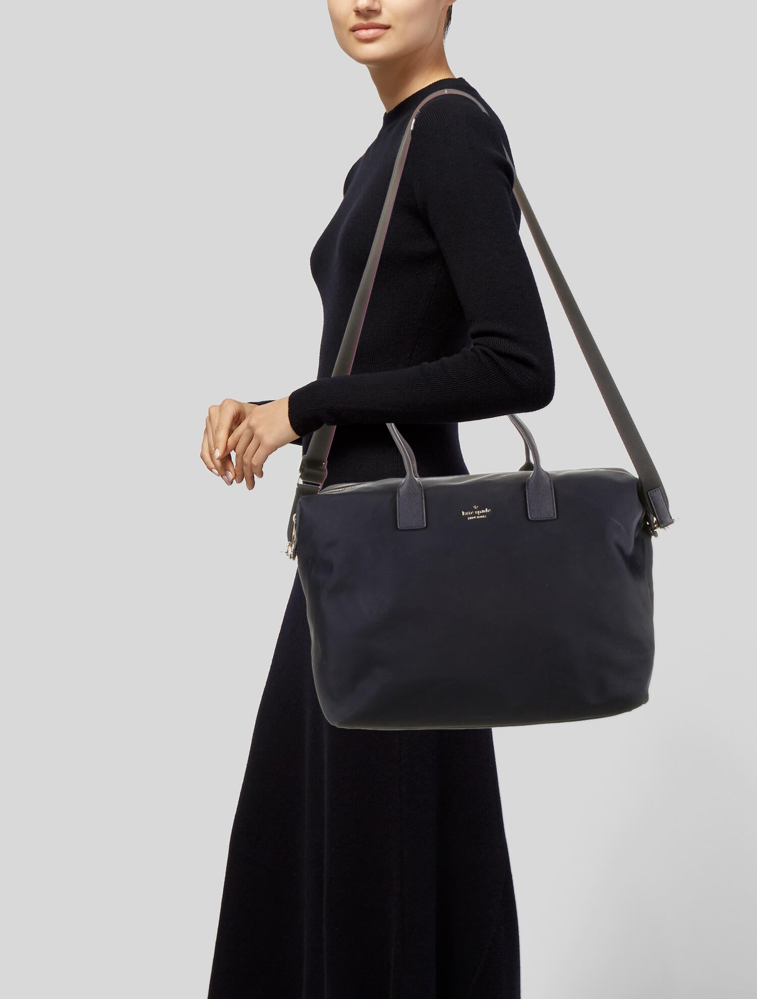 Kate Spade New York Nylon Leather-Trimmed Weekender - Blue Luggage and ...