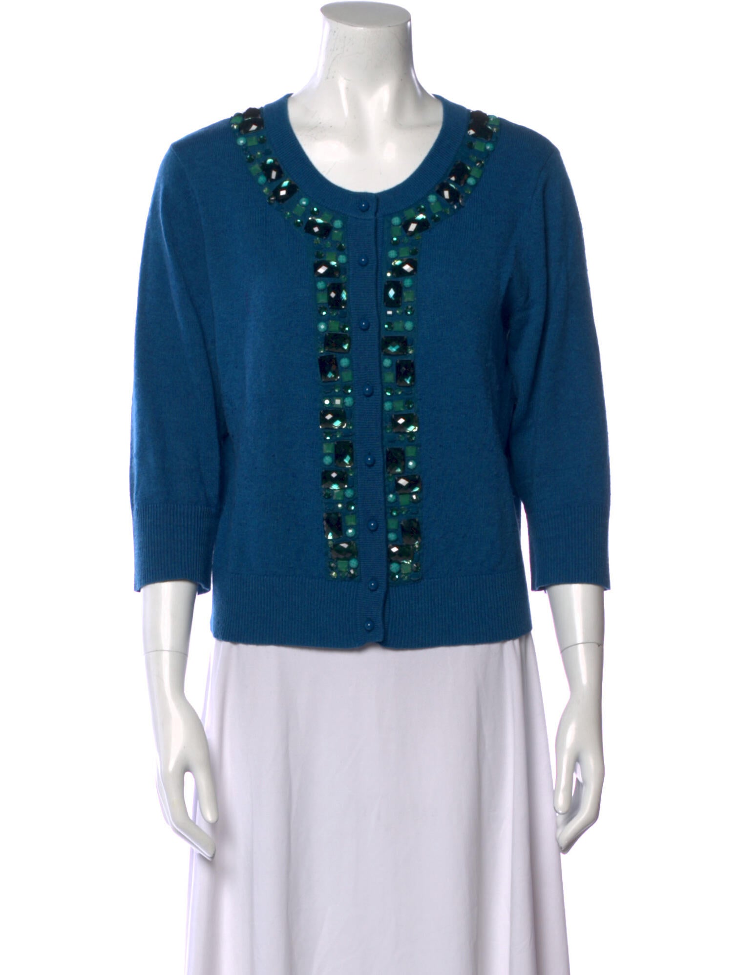 Kate Spade New York Embellished Wool Cardigan - Blue Knitwear, Clothing ...