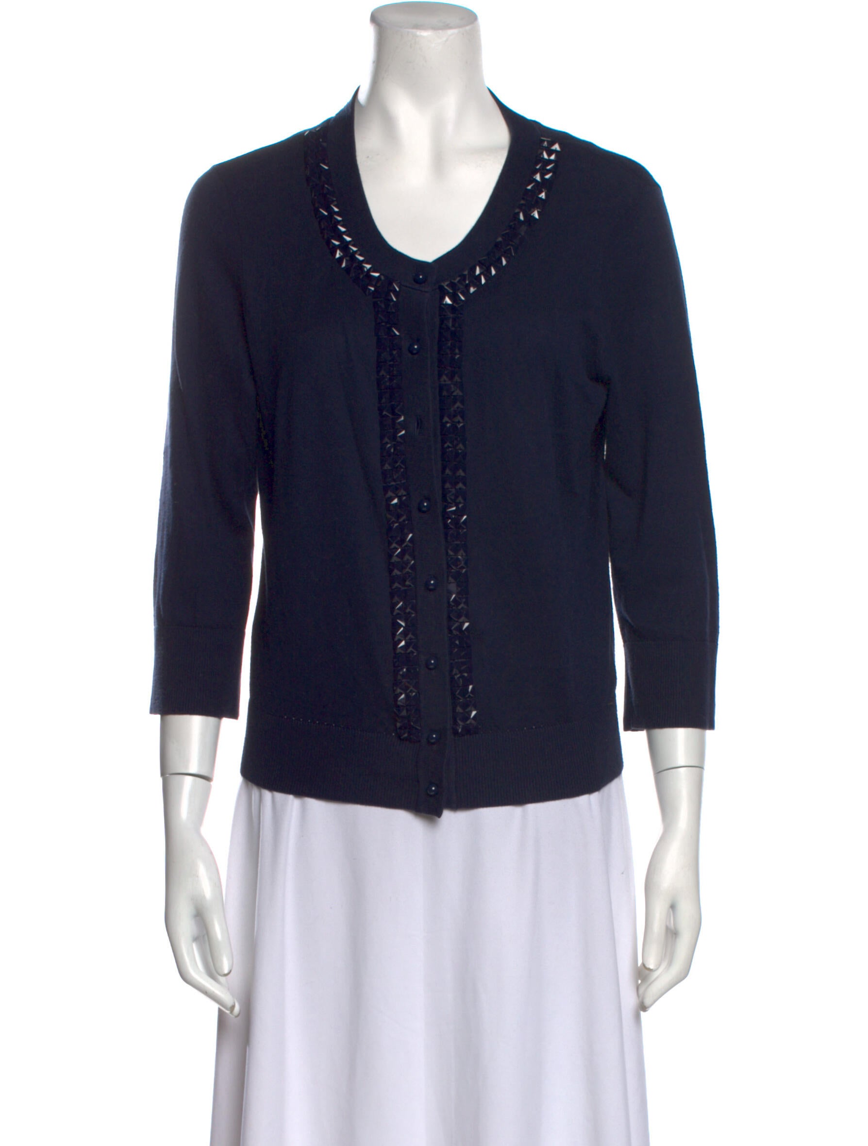 Kate Spade New York Embellished Wool Cardigan - Blue Knitwear, Clothing ...