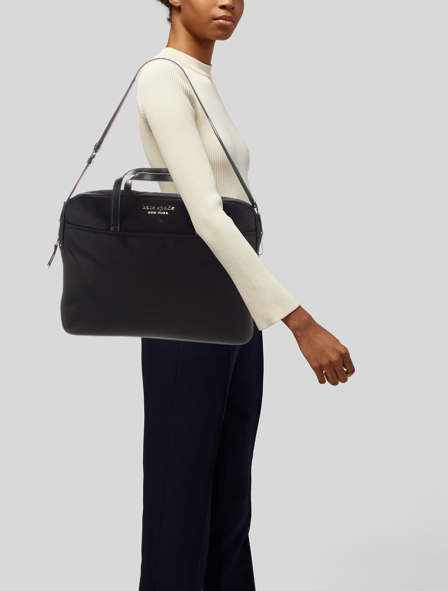 Kate Spade New York Leather-Trimmed Nylon Laptop Bag - Black Totes ...