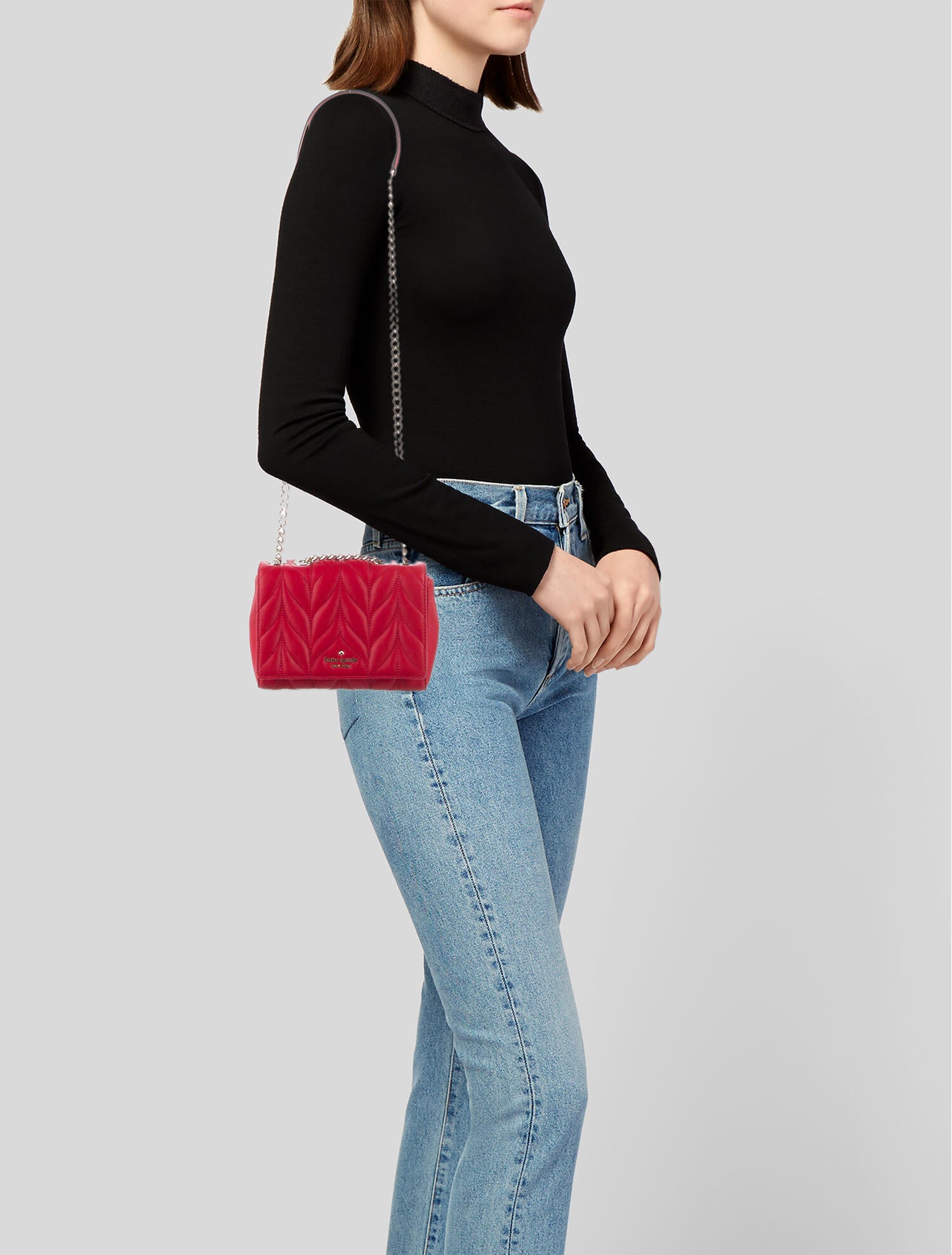 Kate Spade New York Chain-Link Leather Shoulder Bag - Red Shoulder Bags ...