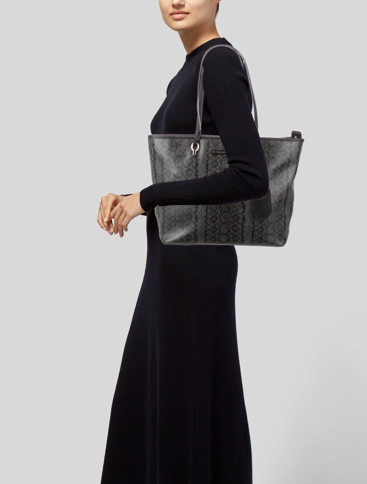 Kate Spade New York Python Patterned Coated Canvas Tote Bag - Grey ...