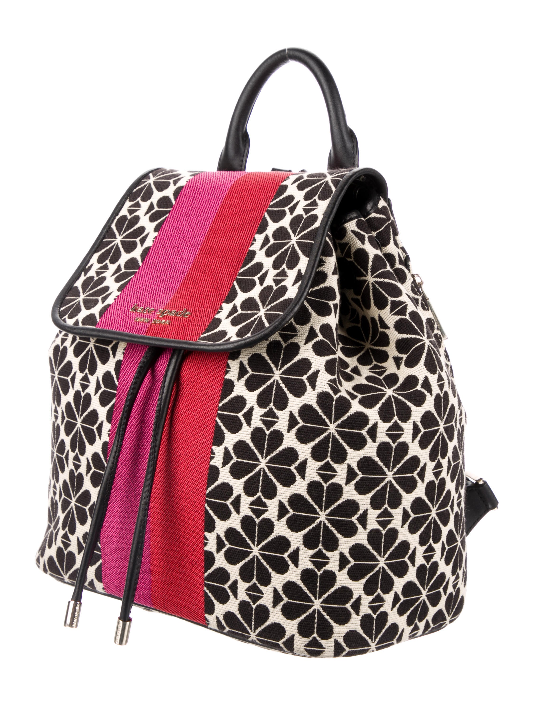 Kate Spade New York Leather-Trimmed Monogrammed Backpack - Black ...