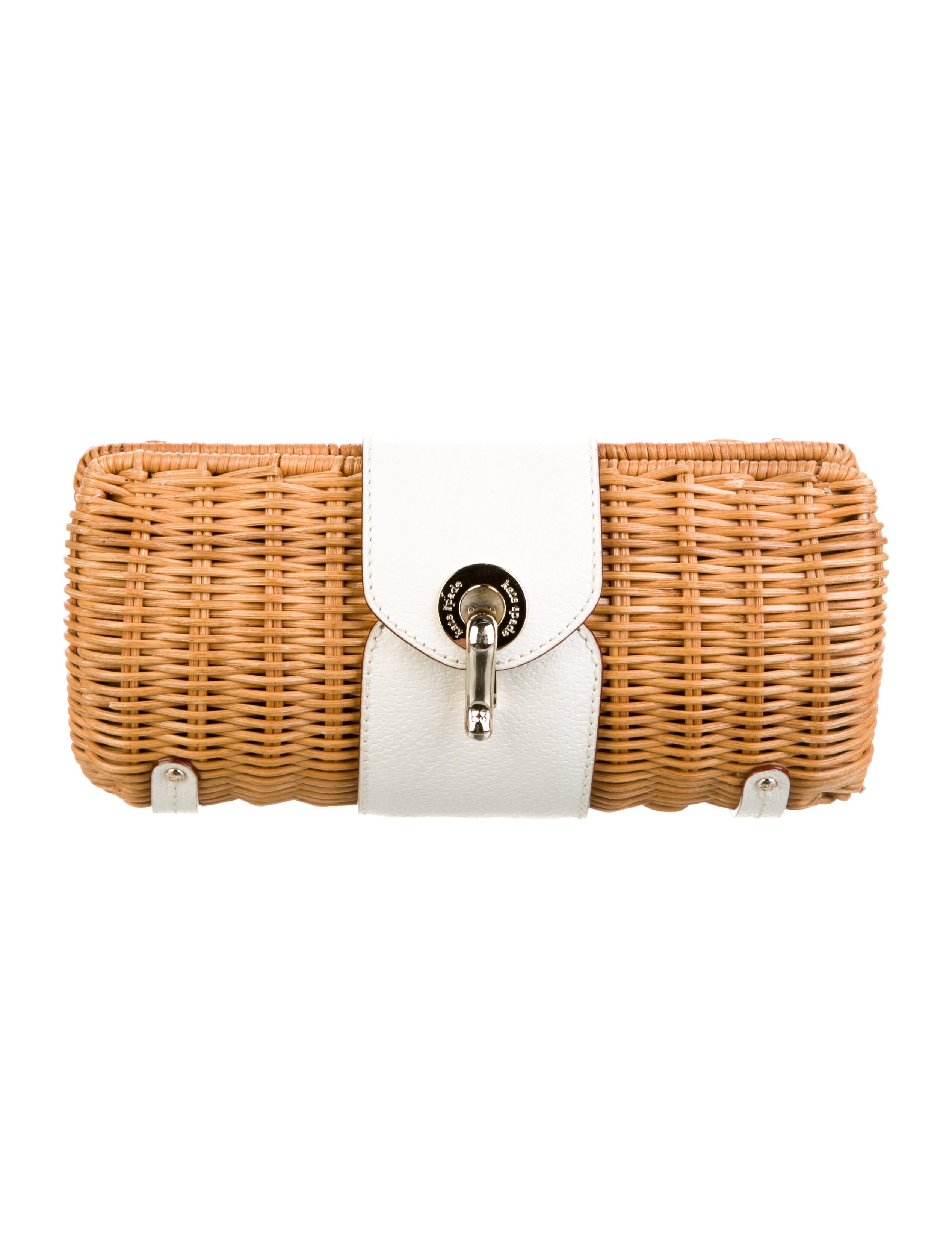 Kate Spade New York Rattan Leather-Trimmed Clutch - Neutrals Clutches ...
