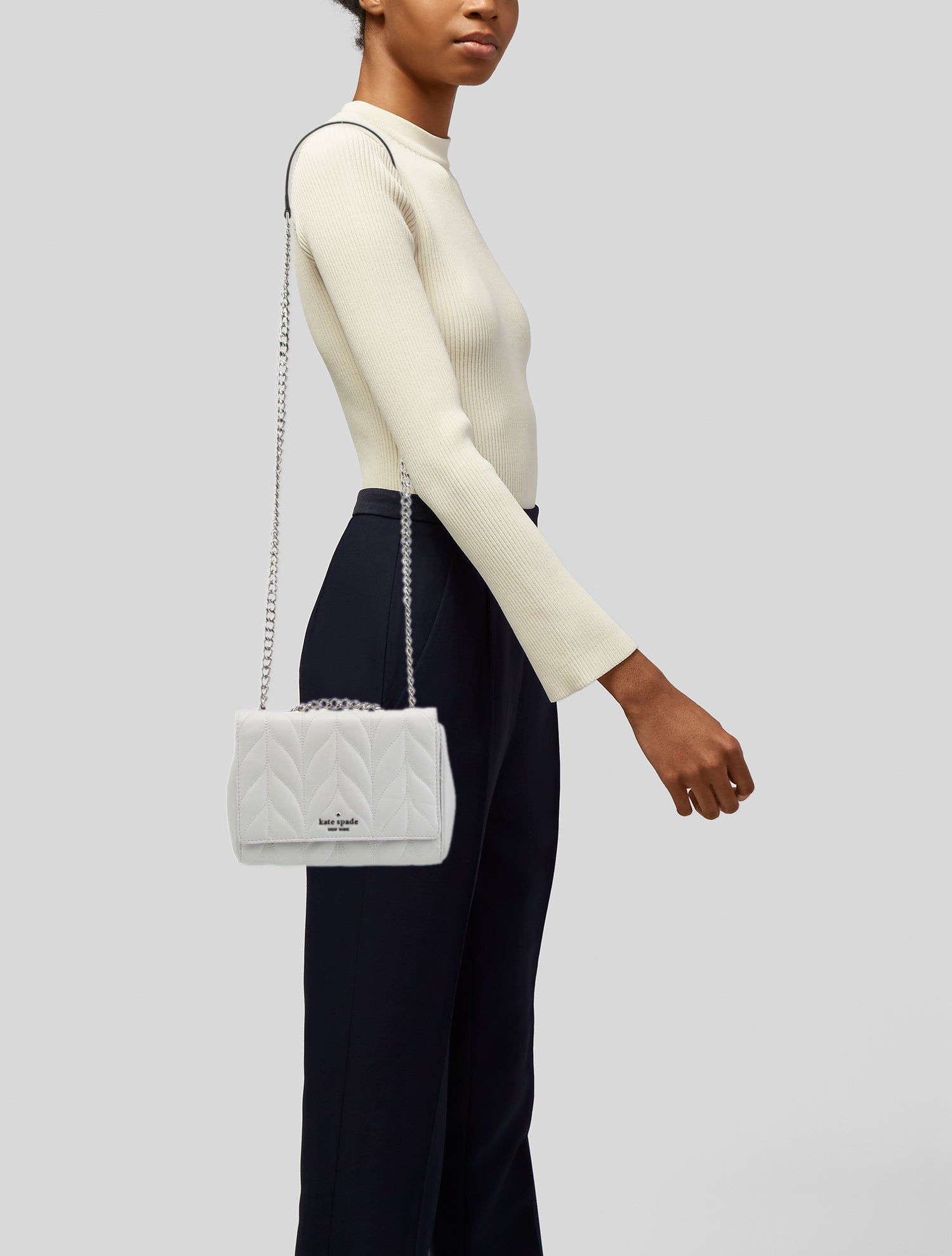 Kate Spade New York Leather Chain-Link Crossbody Bag - White Shoulder ...
