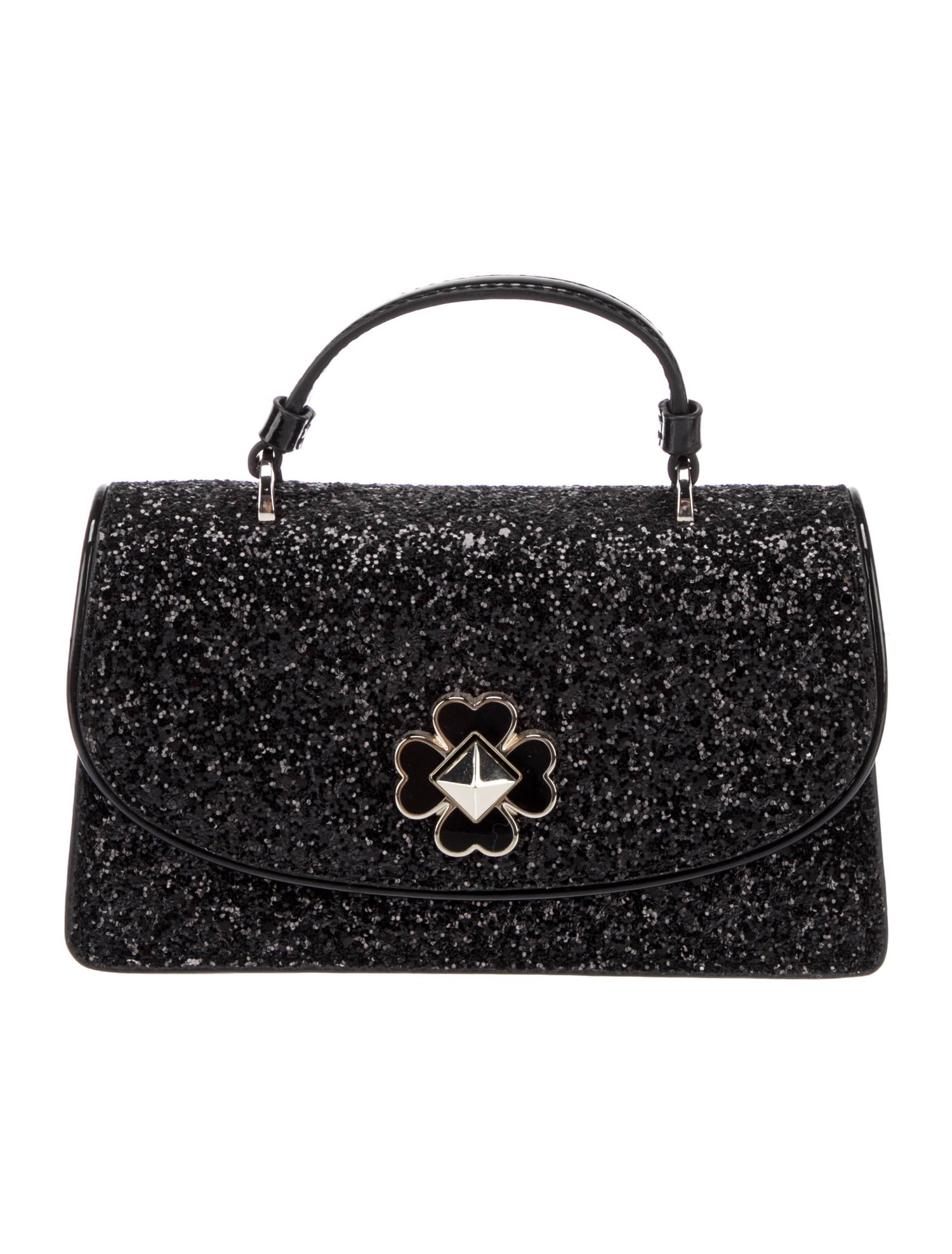 Mach & Mach Solid Glitter Handle Bag - Silver Handle Bags, Handbags ...