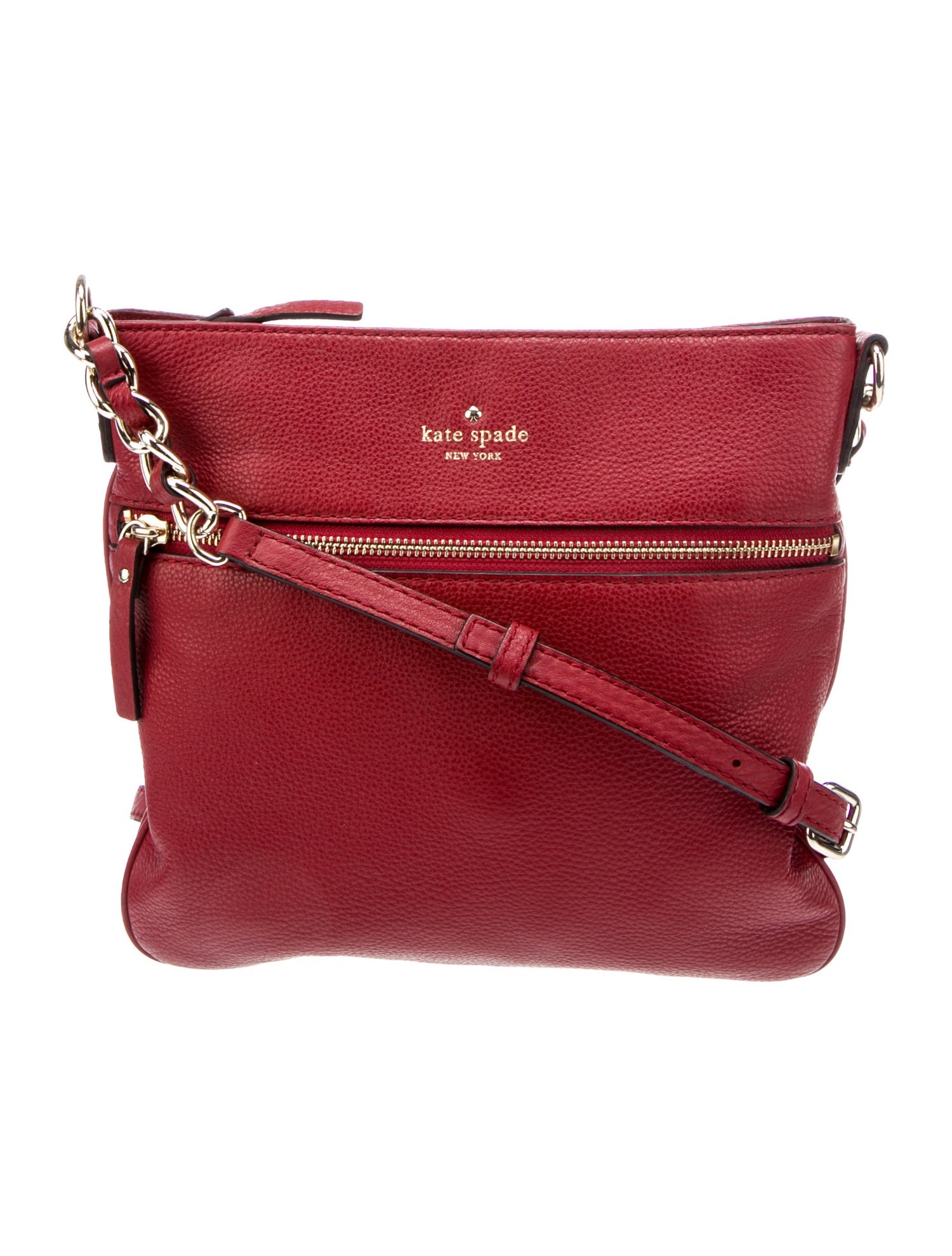 Kate Spade New York Chain-Link Leather Crossbody Bag - Red Crossbody ...