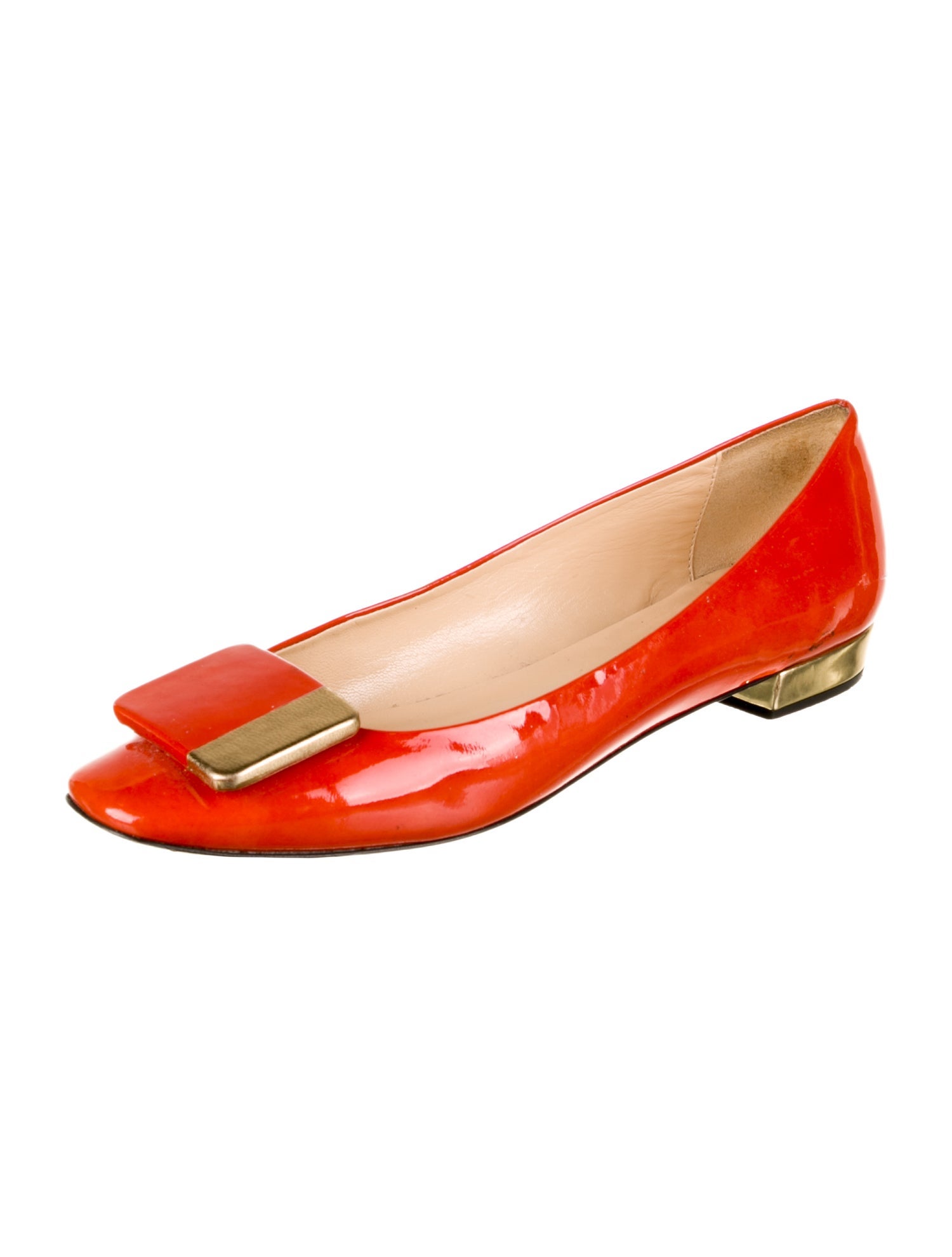 Kate Spade New York Patent Leather Bow Accents Flats - Orange Flats ...