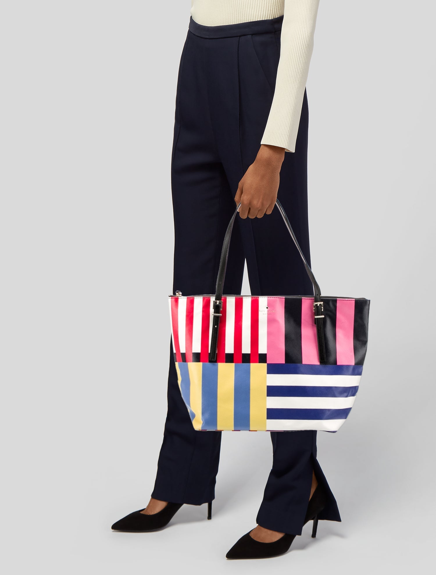 Kate Spade New York Striped Canvas Tote Bag - Blue Totes, Handbags ...