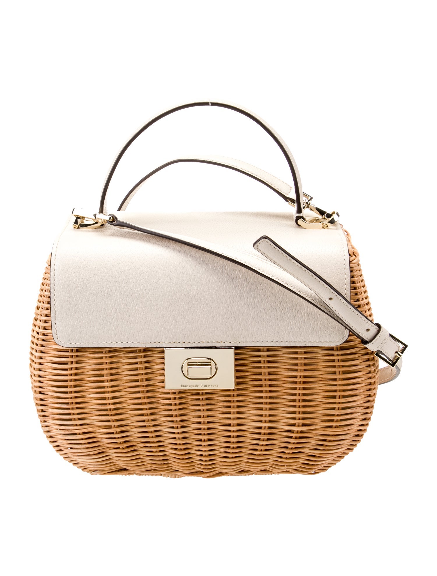 Kate Spade New York Leather Trimmed Wicker Shoulder Bag - Neutrals ...