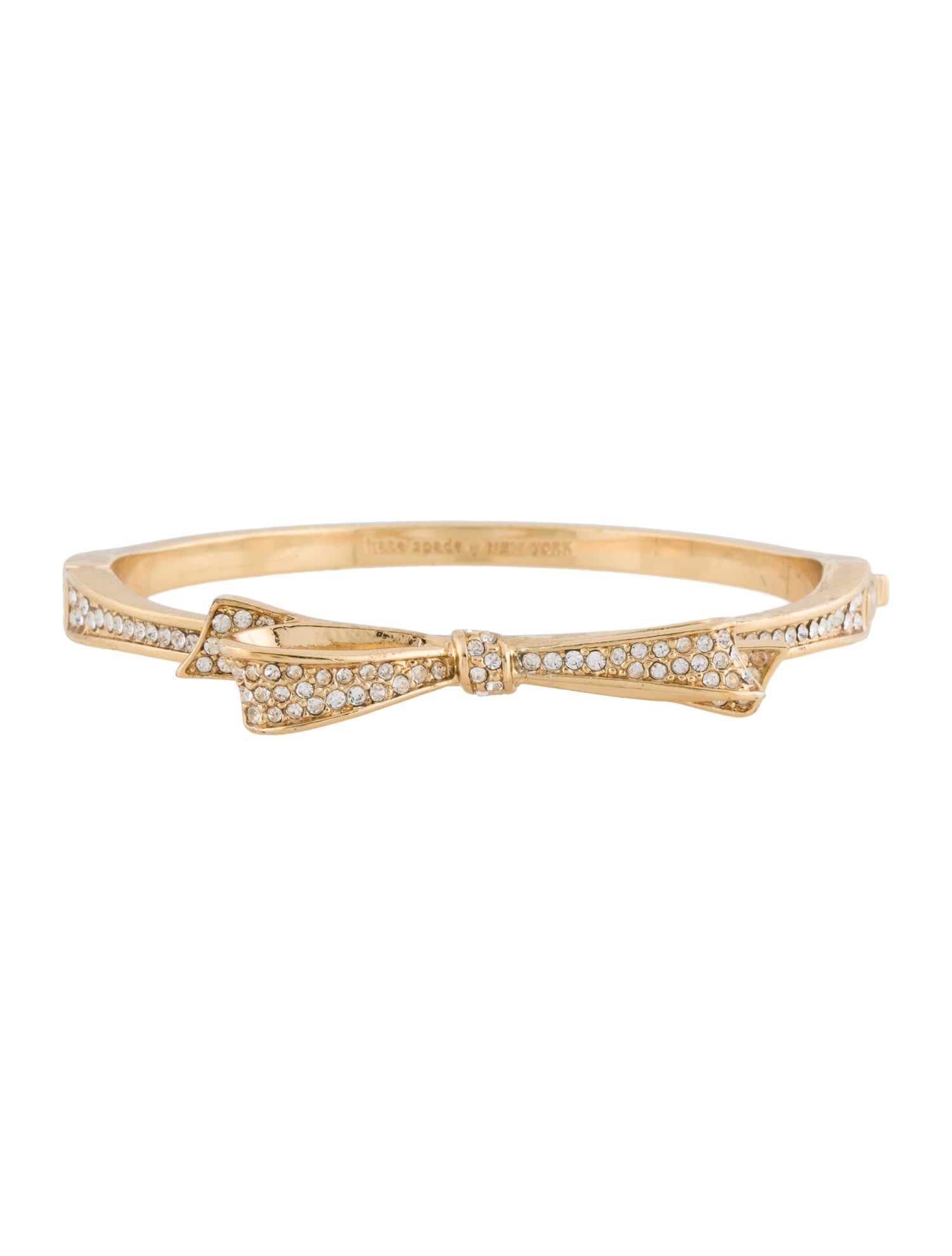 Kate Spade New York Crystal Bow Hinged Bangle Bracelet - Clear, Gold ...