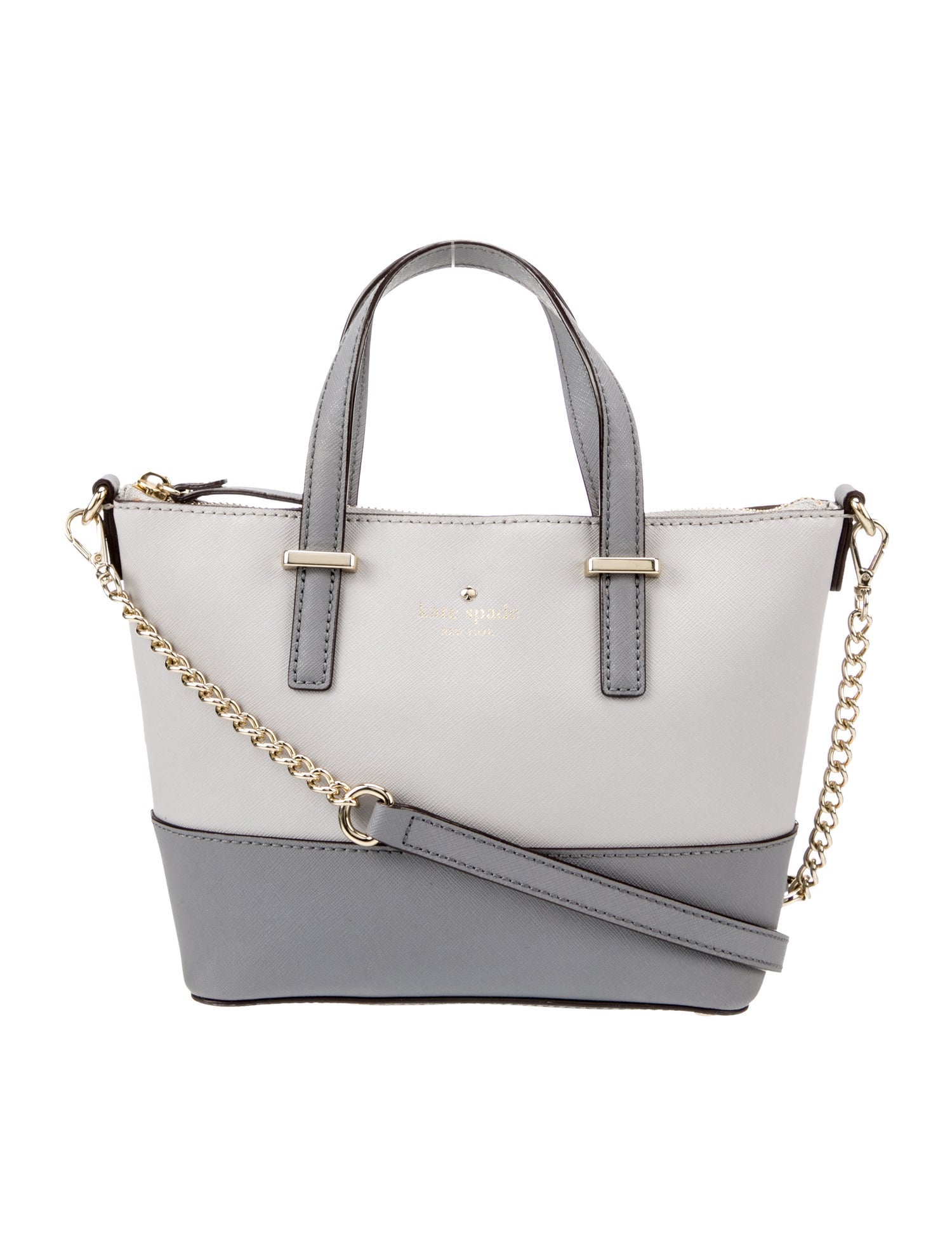 Kate Spade New York Chain Link Saffiano Leather Crossbody Bag - Grey ...