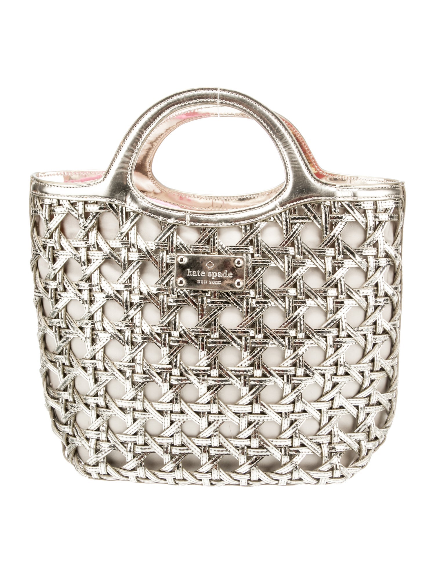 Kate Spade New York leather Woven Handle Bag - Gold Handle Bags ...