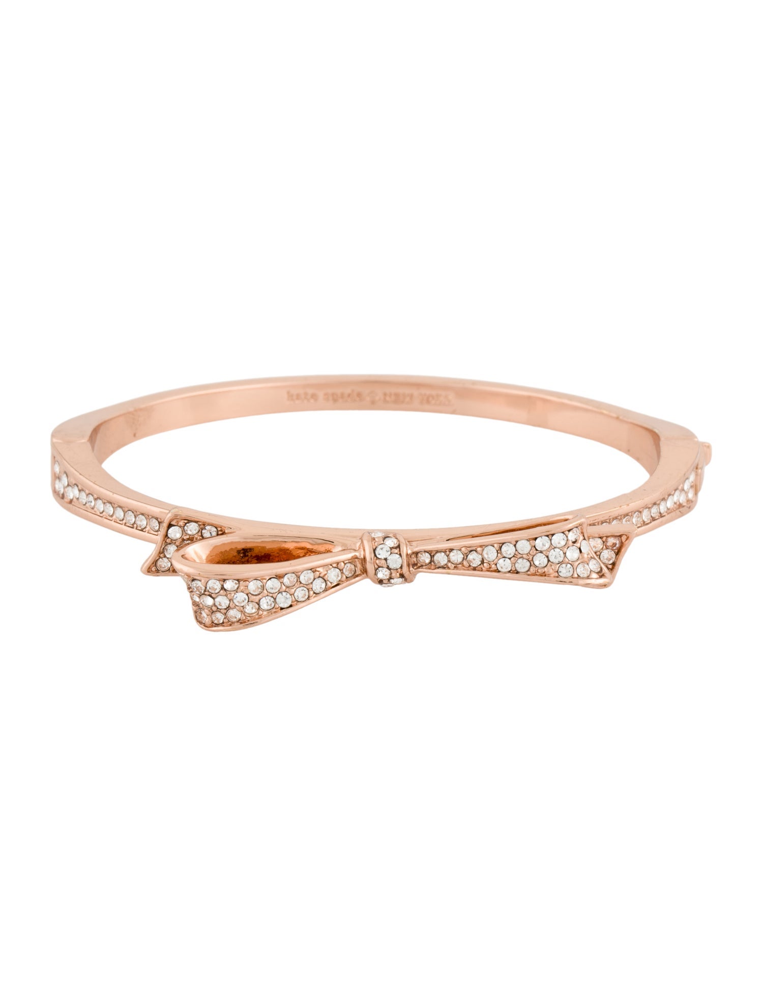 Kate Spade New York Crystal Bow Hinge Bangle Bracelet - Rose Gold-Tone ...