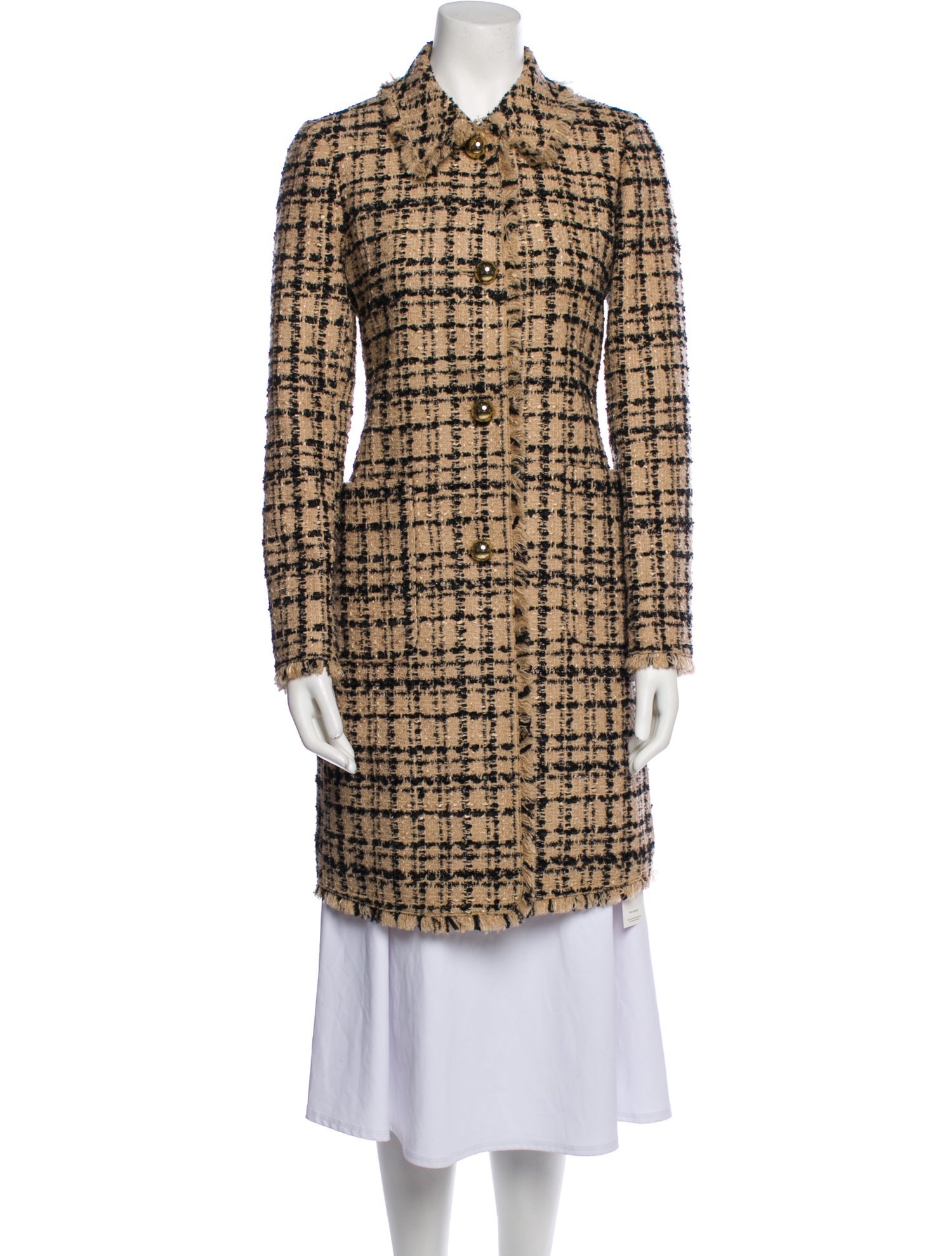 Tory Burch Tweed Pattern Coat - Grey Coats, Clothing - WTO660271 | The ...