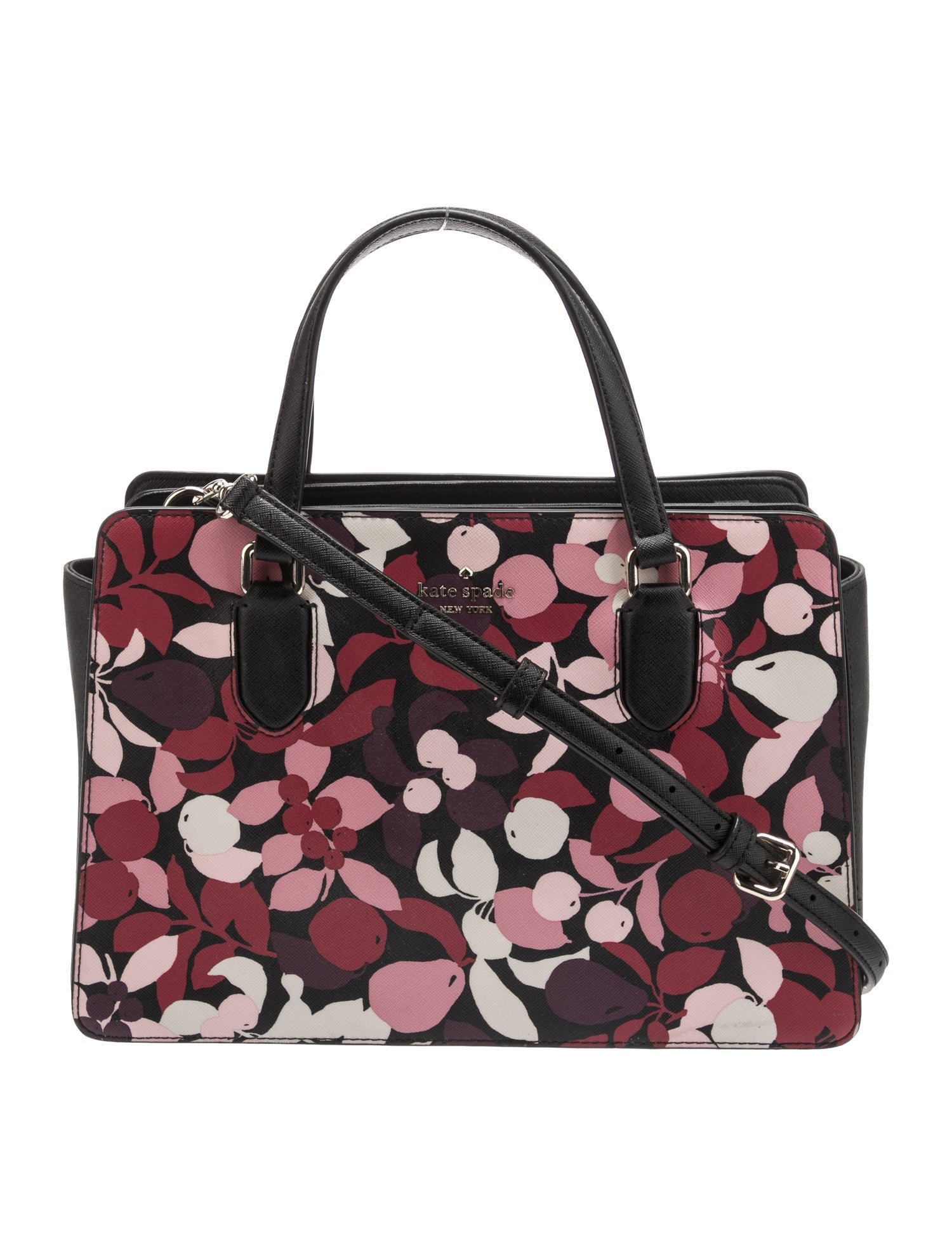 Kate Spade New York Printed Leather-Trimmed Handle Bag - Red Handle ...