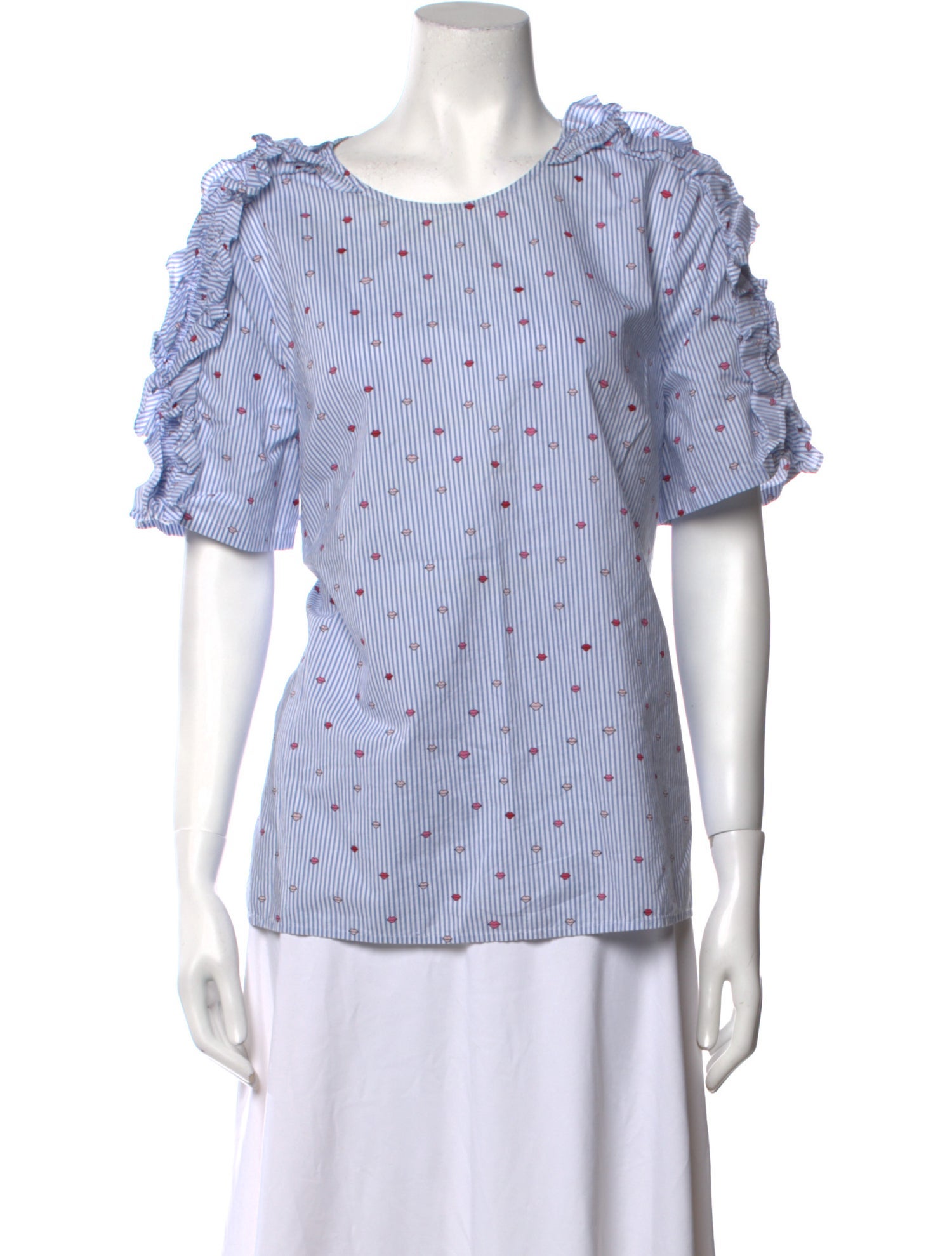 Kate Spade New York Printed Scoop Neck Blouse - Blue Tops, Clothing ...