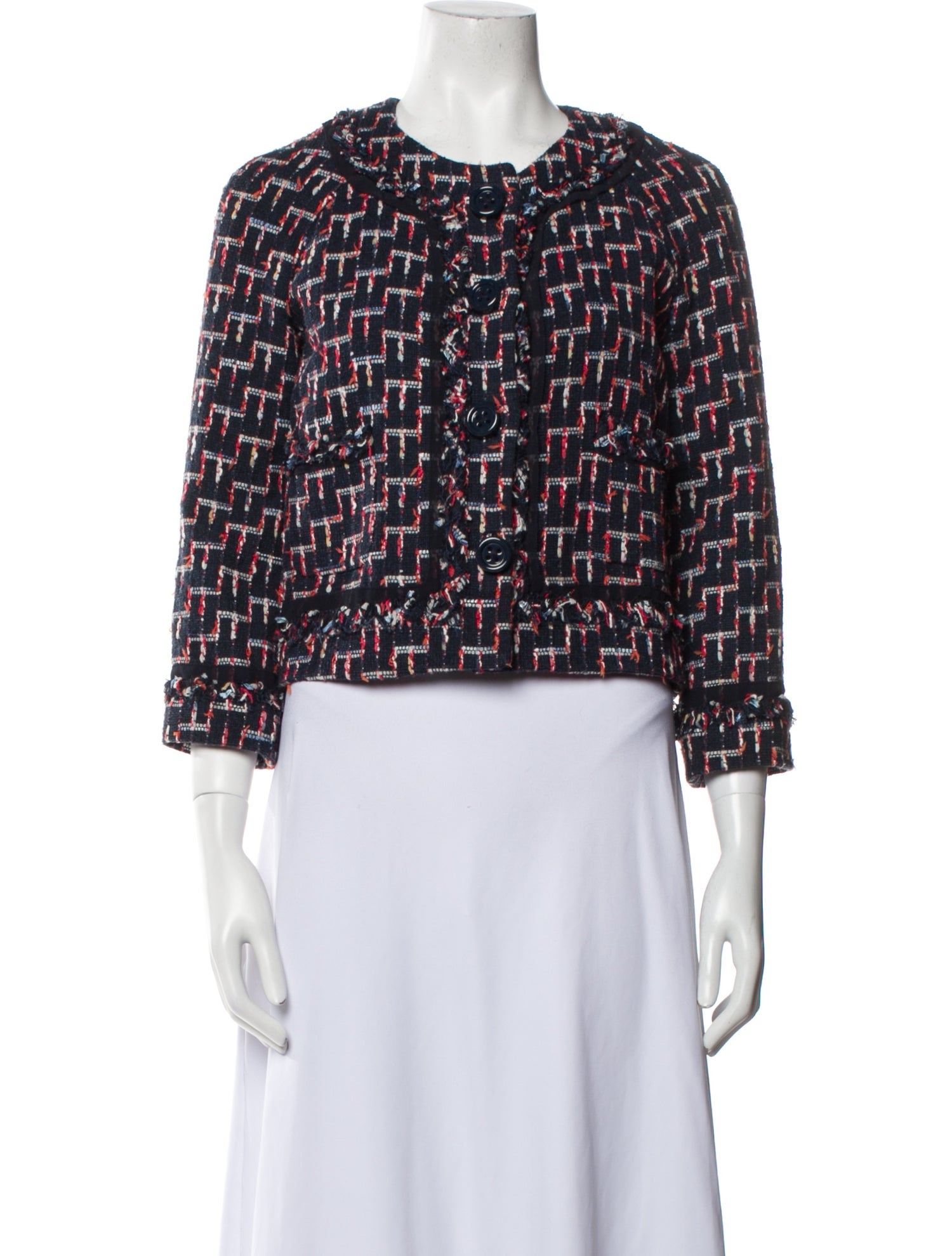 Kate Spade New York Tweed Pattern Evening Jacket - Blue Jackets ...