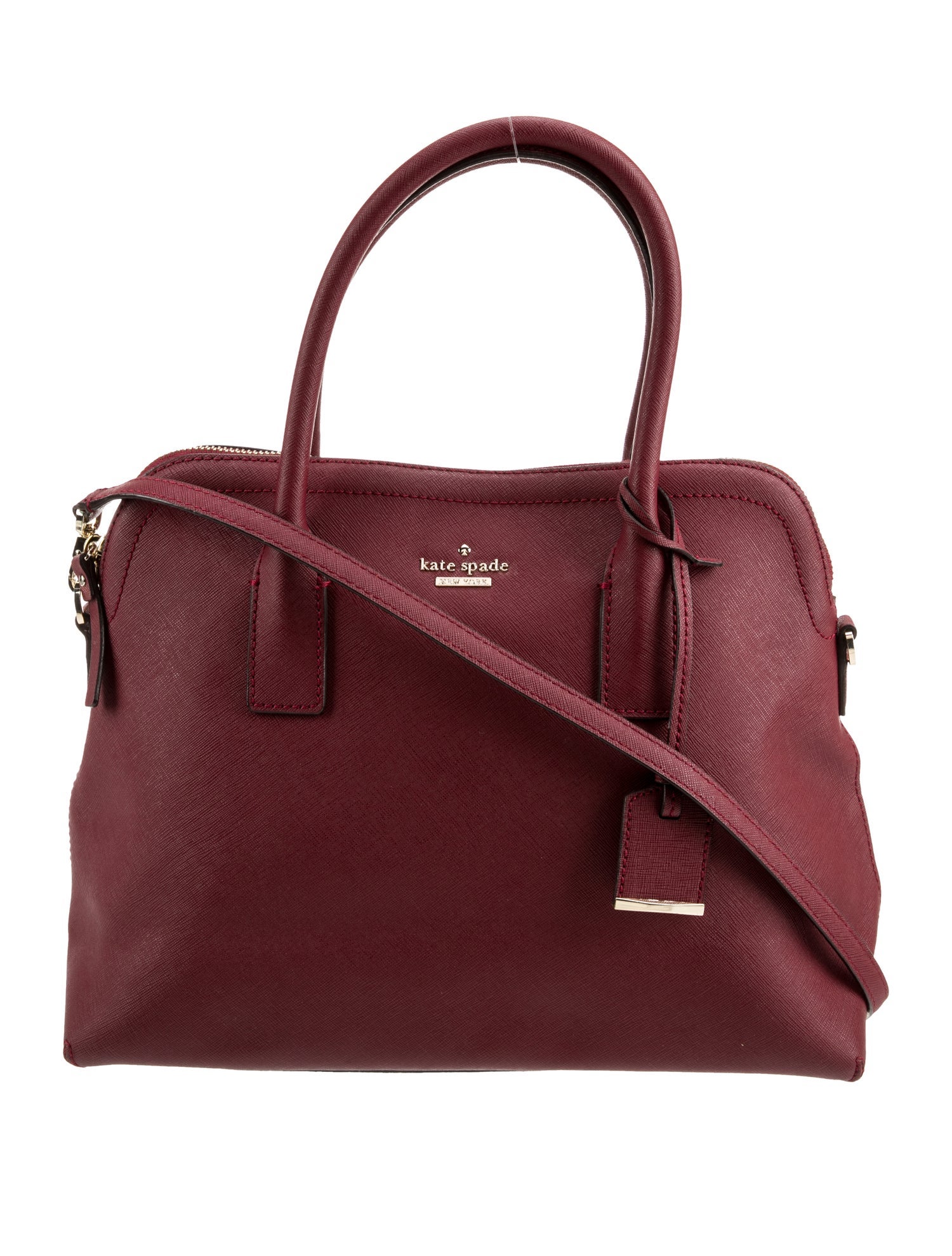 Kate Spade New York Saffiano Leather Top Handle Bag - Burgundy Handle ...