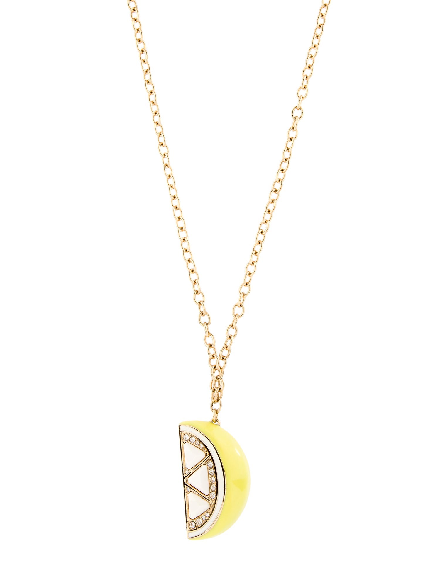 Kate Spade New York Enamel & Crystal Lemon Pendant Necklace - White ...