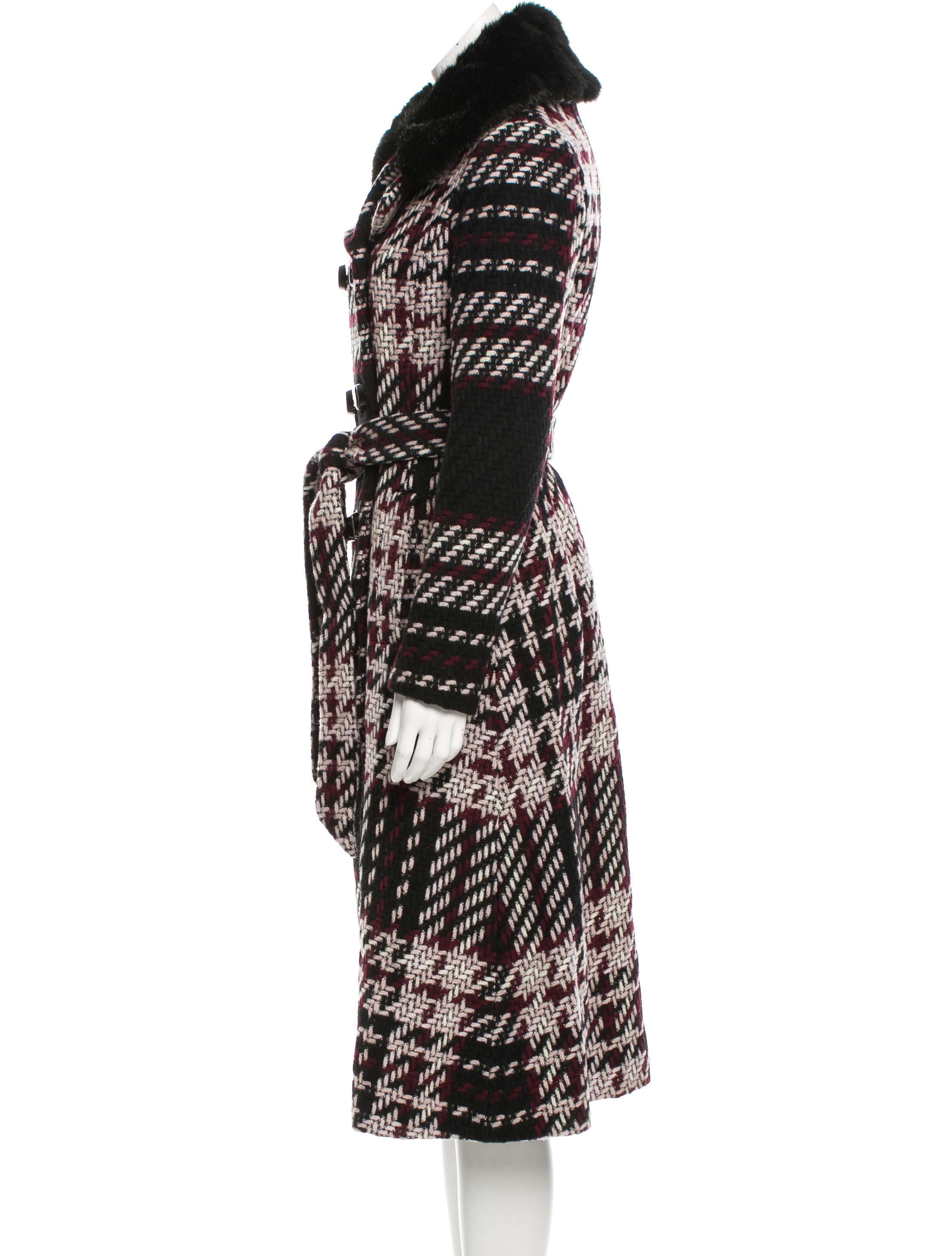 Kate Spade New York Faux Fur-Trimmed Tweed Coat w/ Tags - Black Coats ...