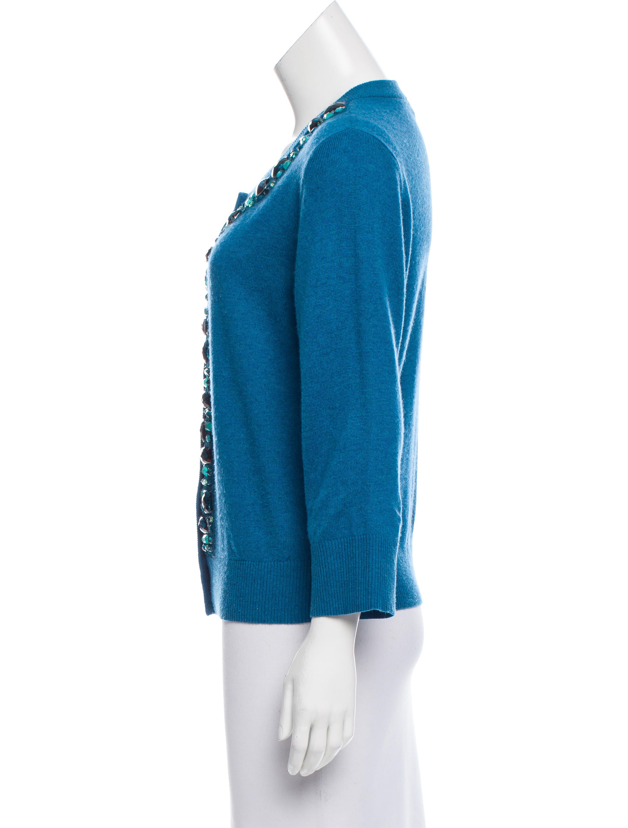Kate Spade New York Embellished Wool Cardigan - Blue Knitwear, Clothing ...