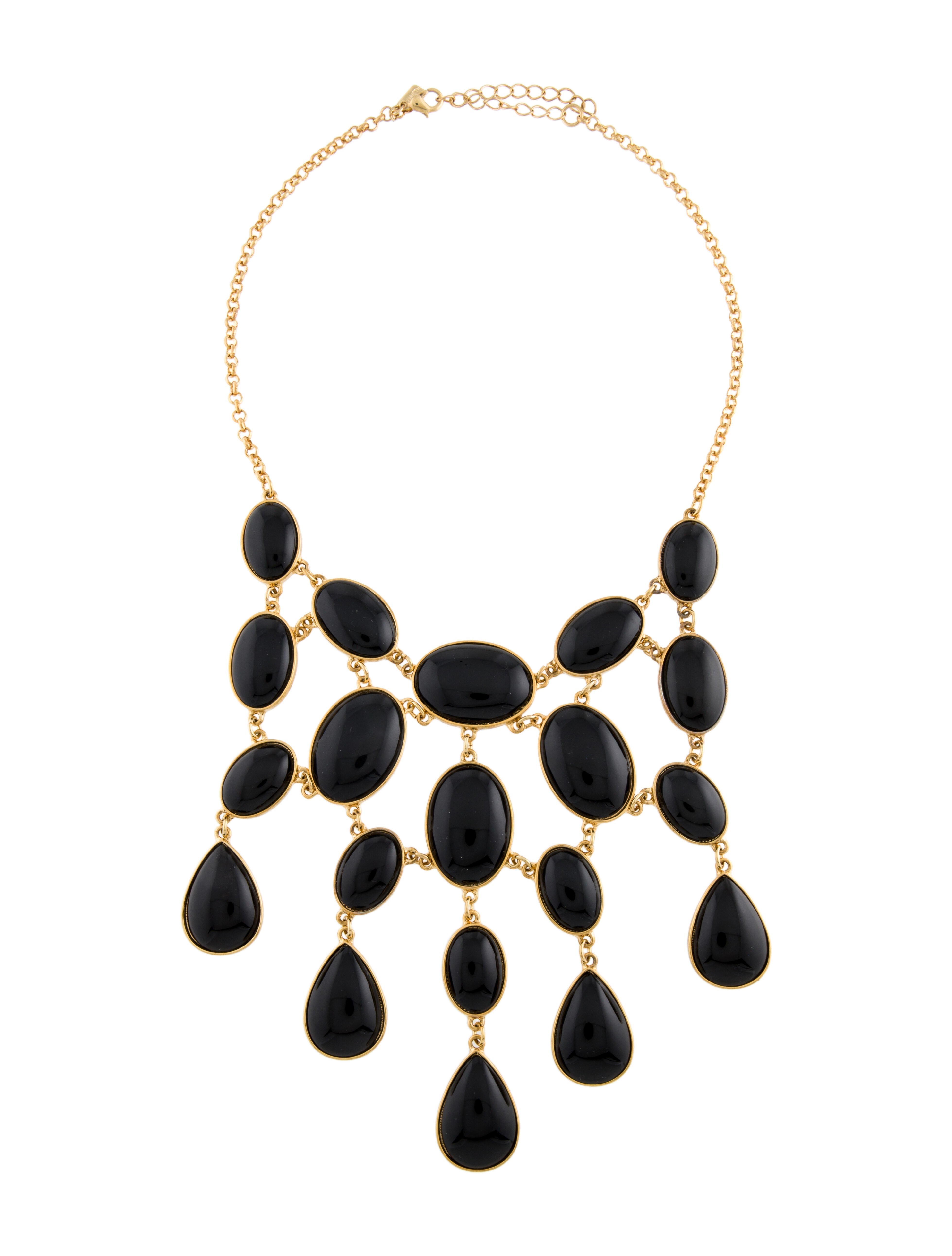 Kenneth Jay Lane Enamel Collar Necklace - Green, 22K Yellow Gold-Plated ...