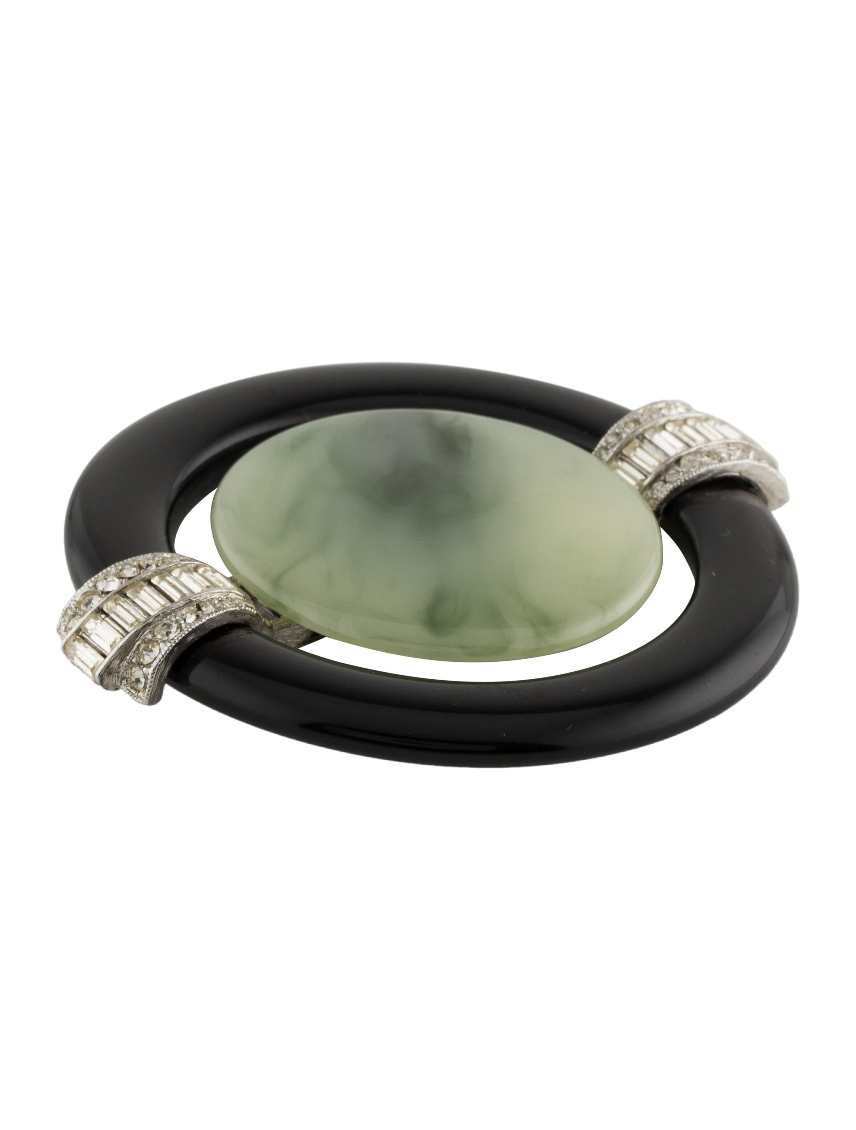 Kenneth Jay Lane Crystal & Resin Center Deco Pin - Pin, Brooches ...