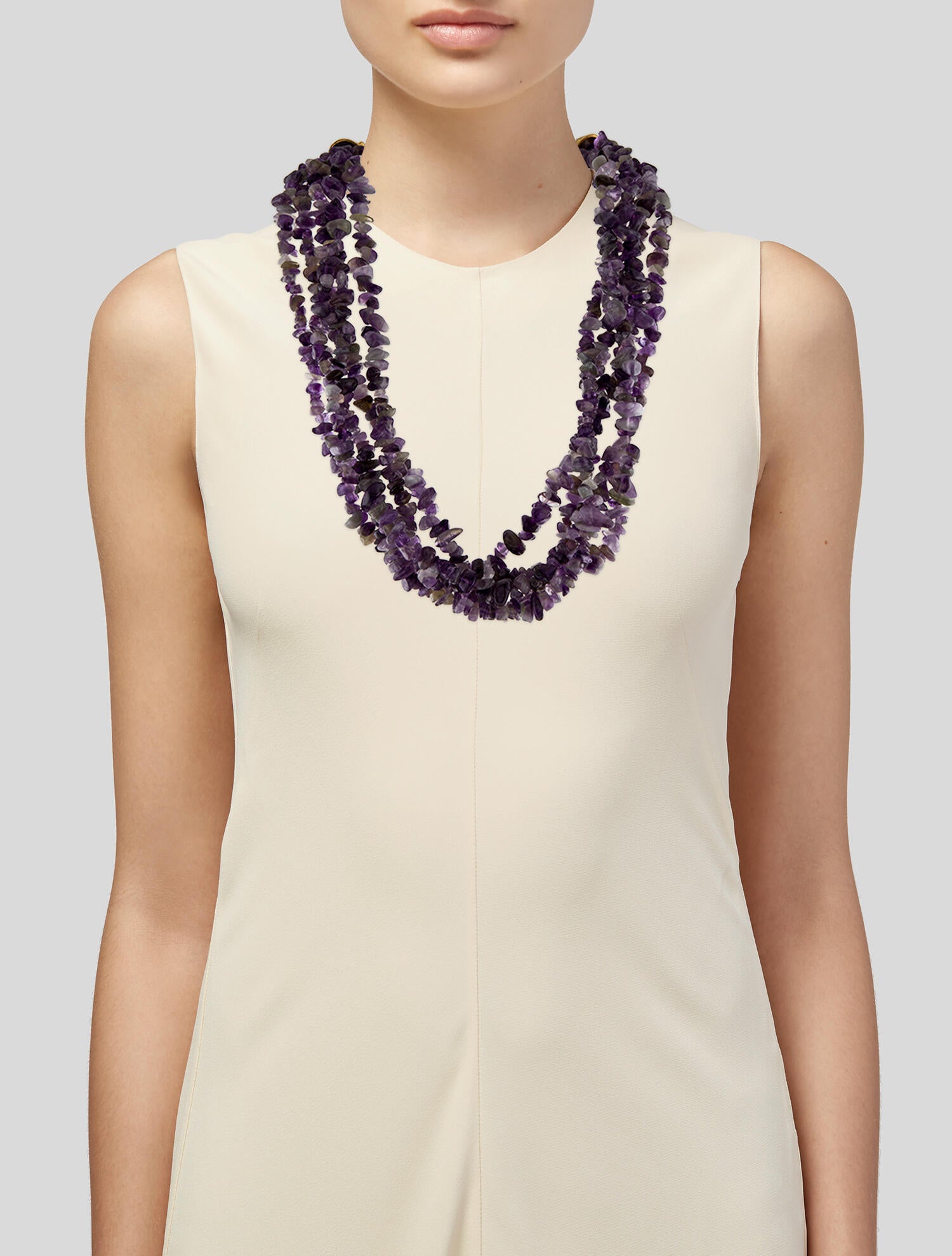 Kenneth Jay Lane Purple Stone Multistrand Necklace - Purple Bead Strand ...