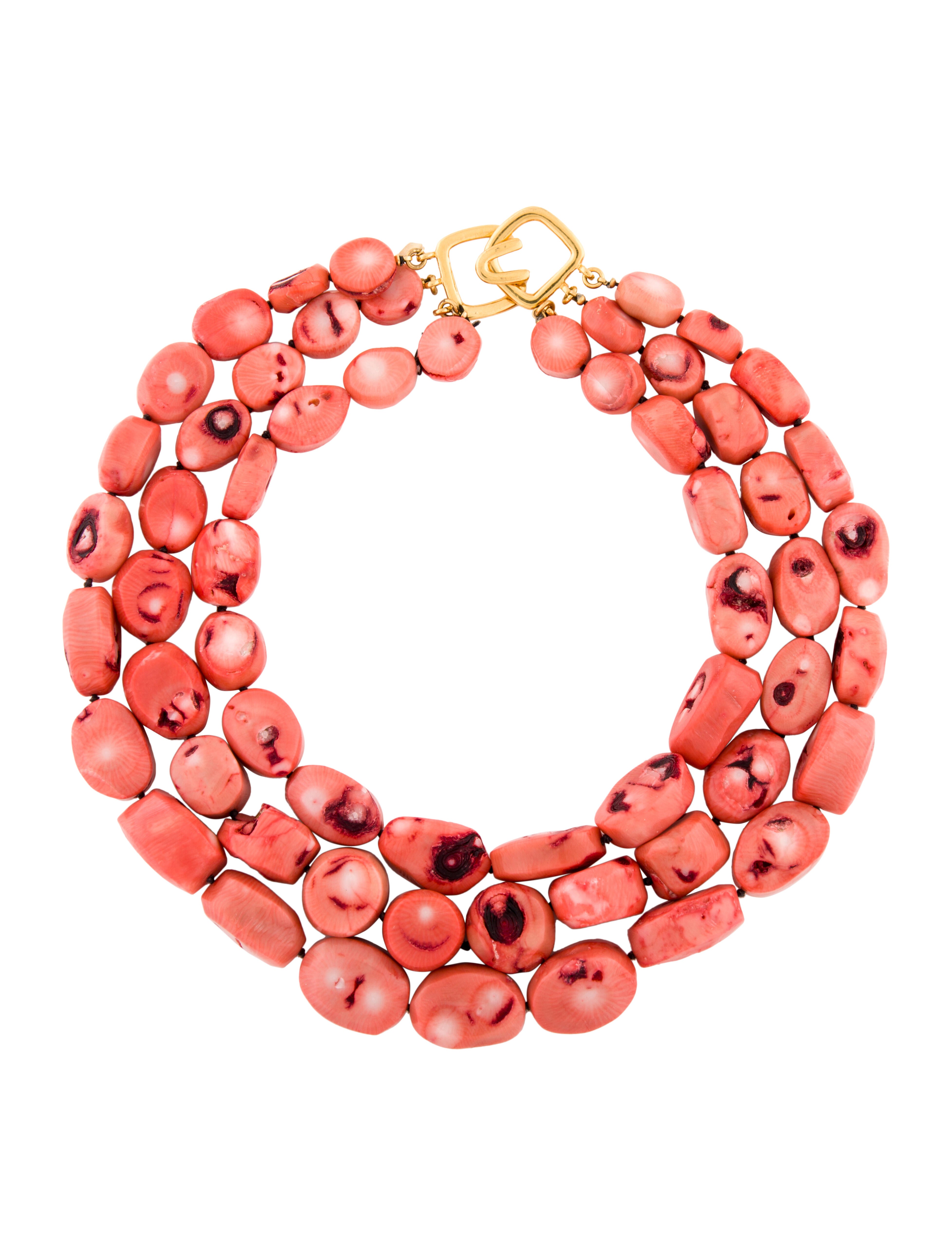 Kenneth Jay Lane Coral Multi-Strand Necklace - Pink, Gold-Tone Metal ...