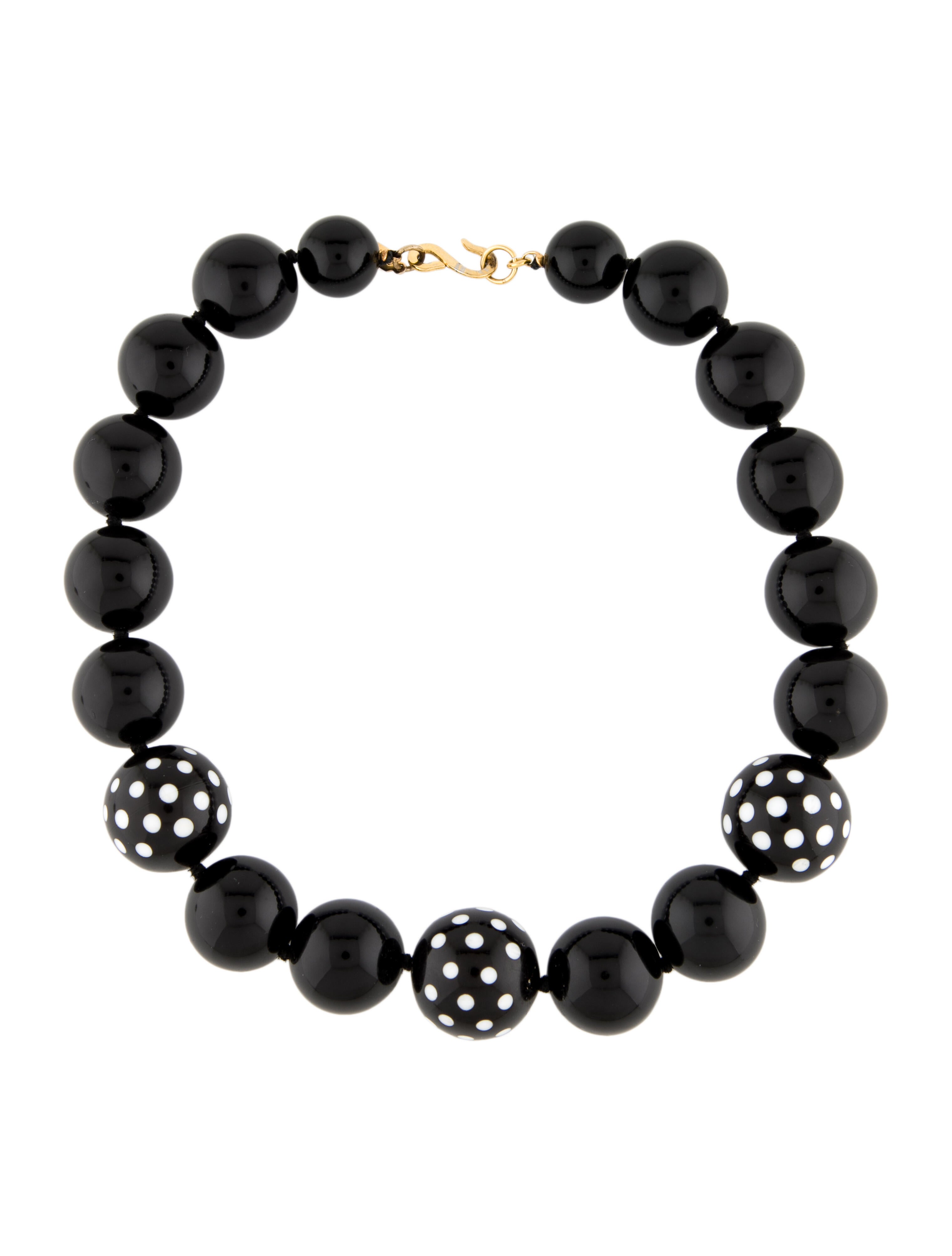 Kenneth Jay Lane Resin Bead Collar Necklace - Black, Gold-Tone Metal ...