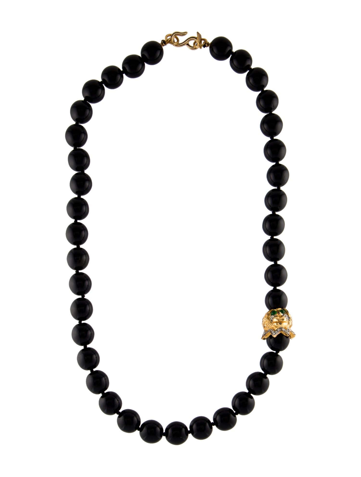 Kenneth Jay Lane Crystal & Glass Bead Monkey Head Bead Strand Necklace ...