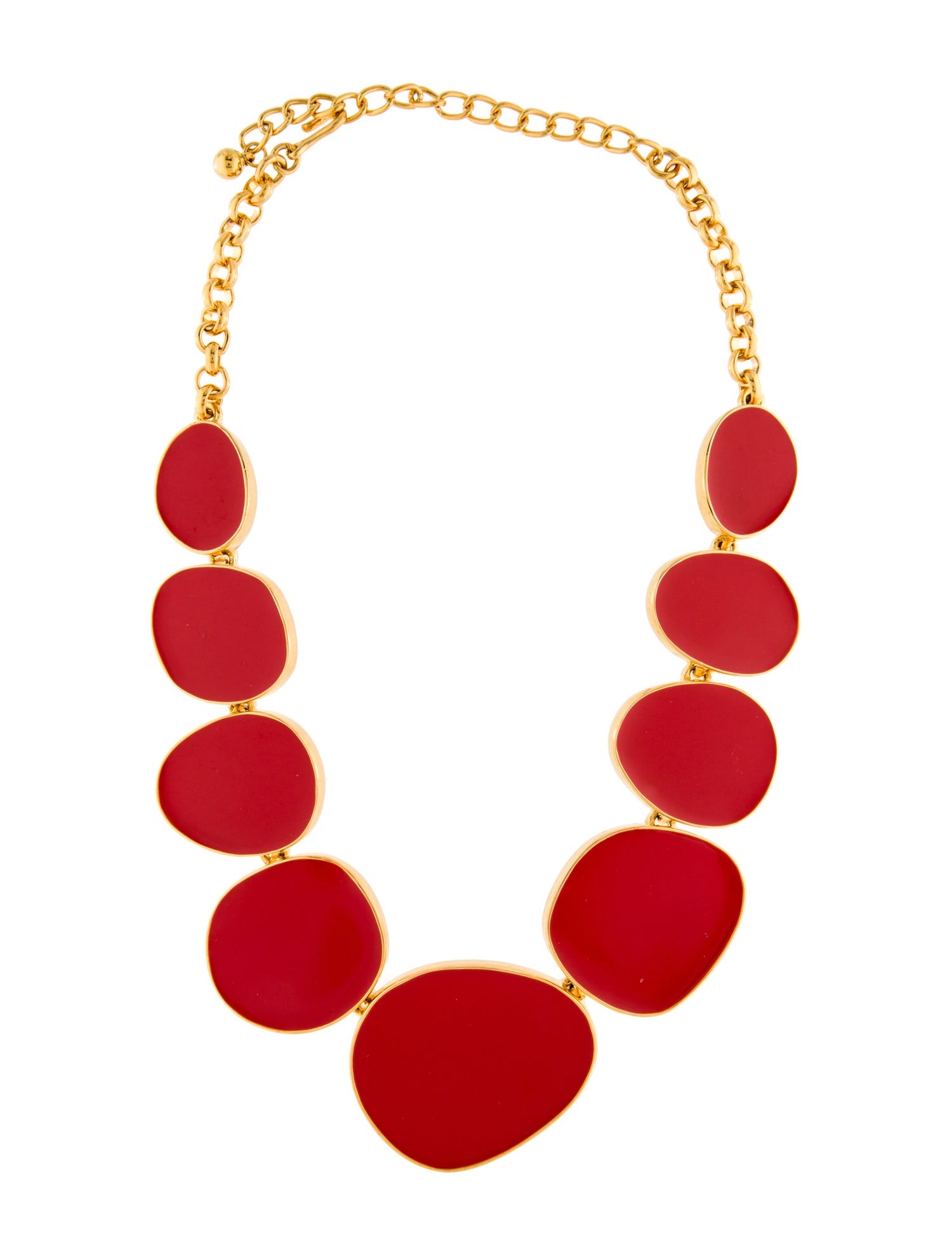 Kenneth Jay Lane Enamel Odd Shape Disc Collar Necklace - Red, Gold-Tone ...