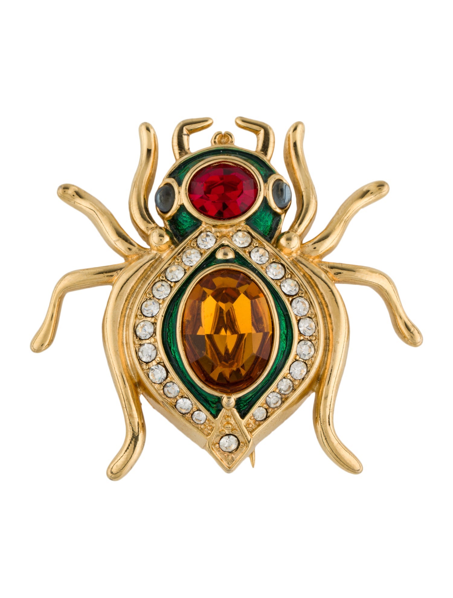 Kenneth Jay Lane Crystal Spider Brooch - Gold-Plated Pin, Brooches ...