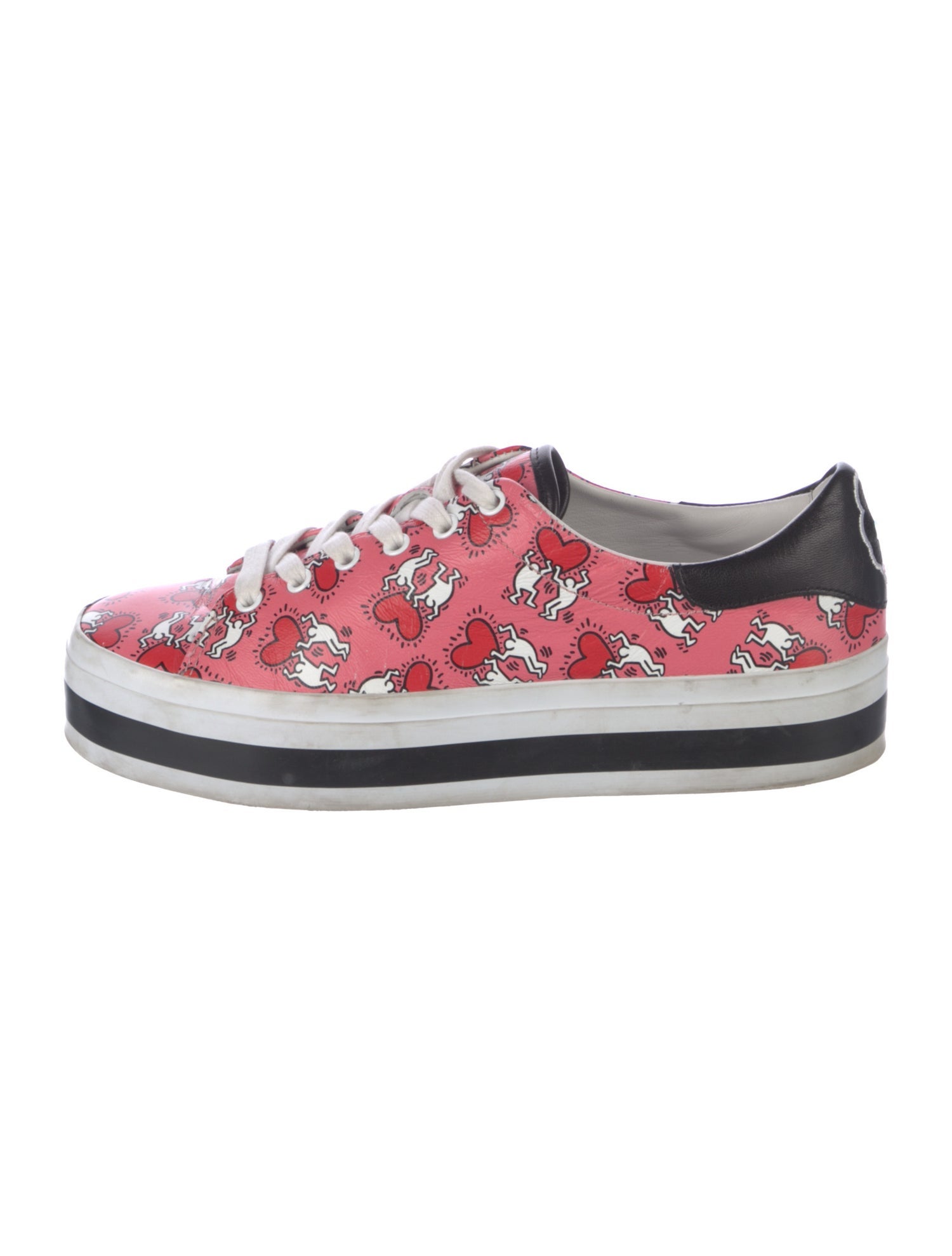 Keith Haring x Alice + Olivia Leather Printed Sneakers - Pink Sneakers ...