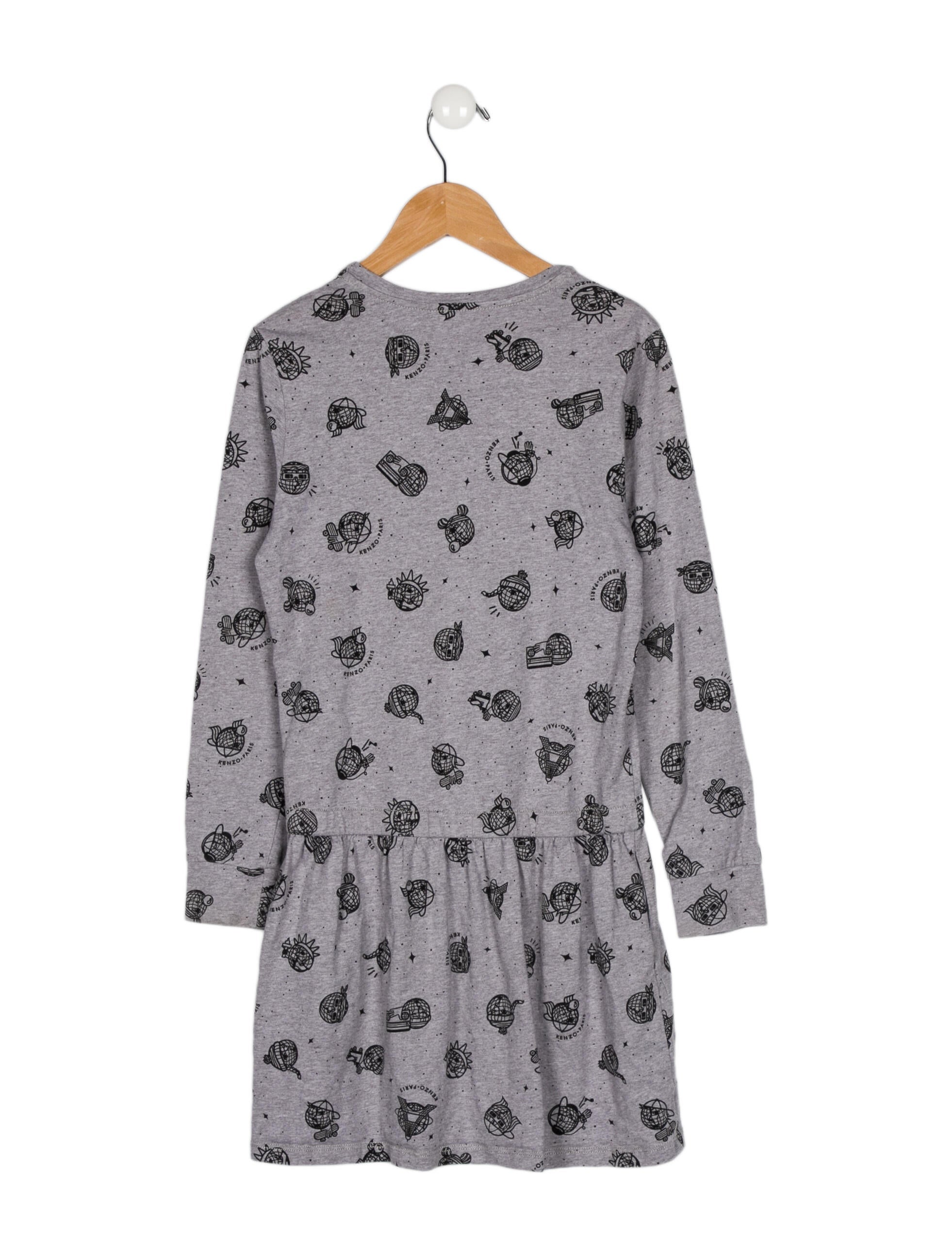 Kenzo Kids Girls Printed Drawstring Dress - Black Sizes 7-16, Girls ...