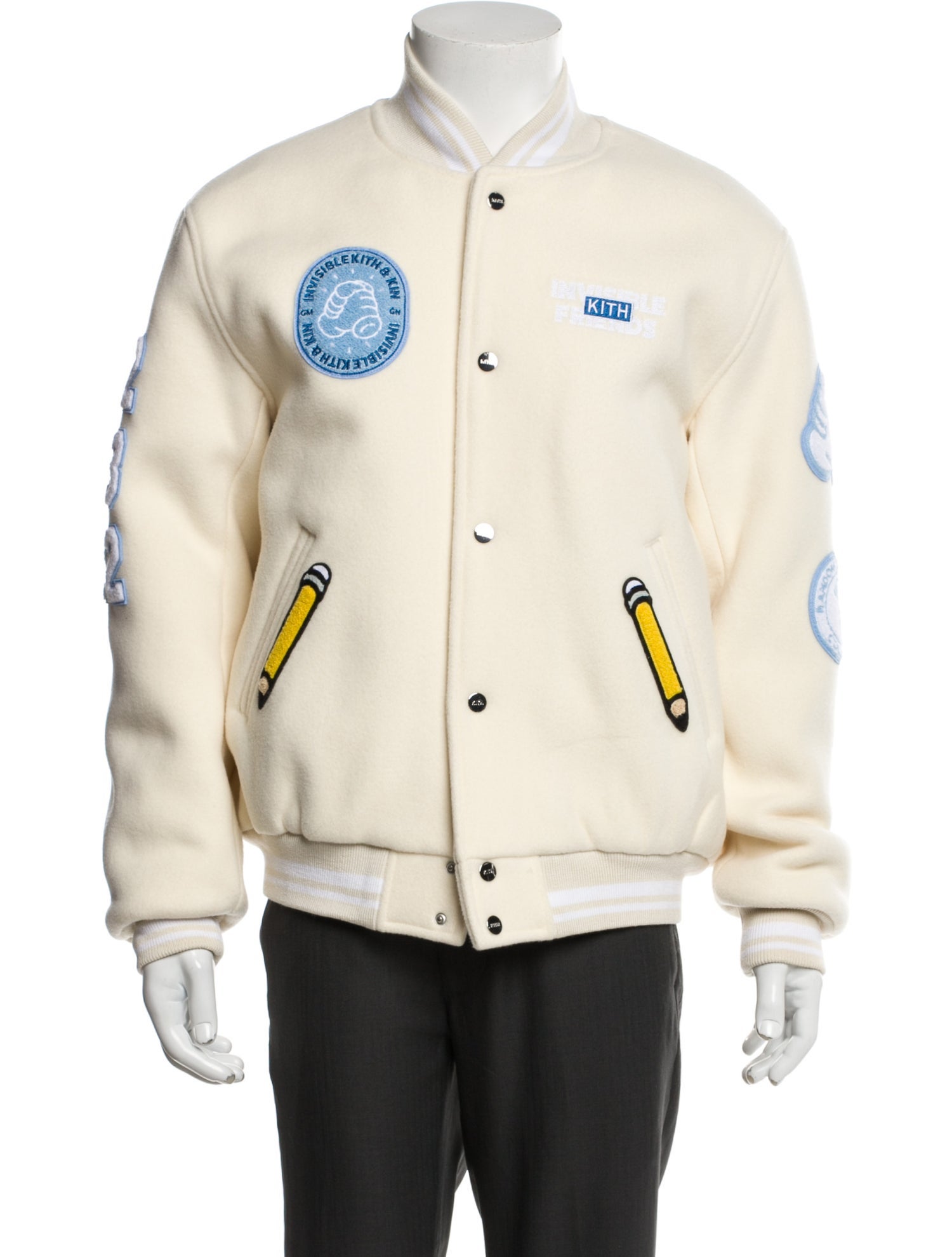 Kith x Invisible Friends Virgin Wool Graphic Print Varsity Jacket ...