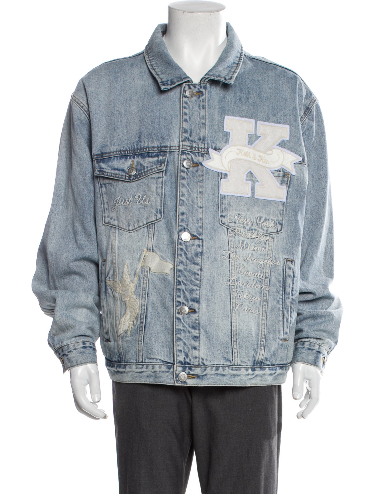 KITH Graphic Print Denim Jacket - Blue Outerwear, Clothing - WKITH36784 ...