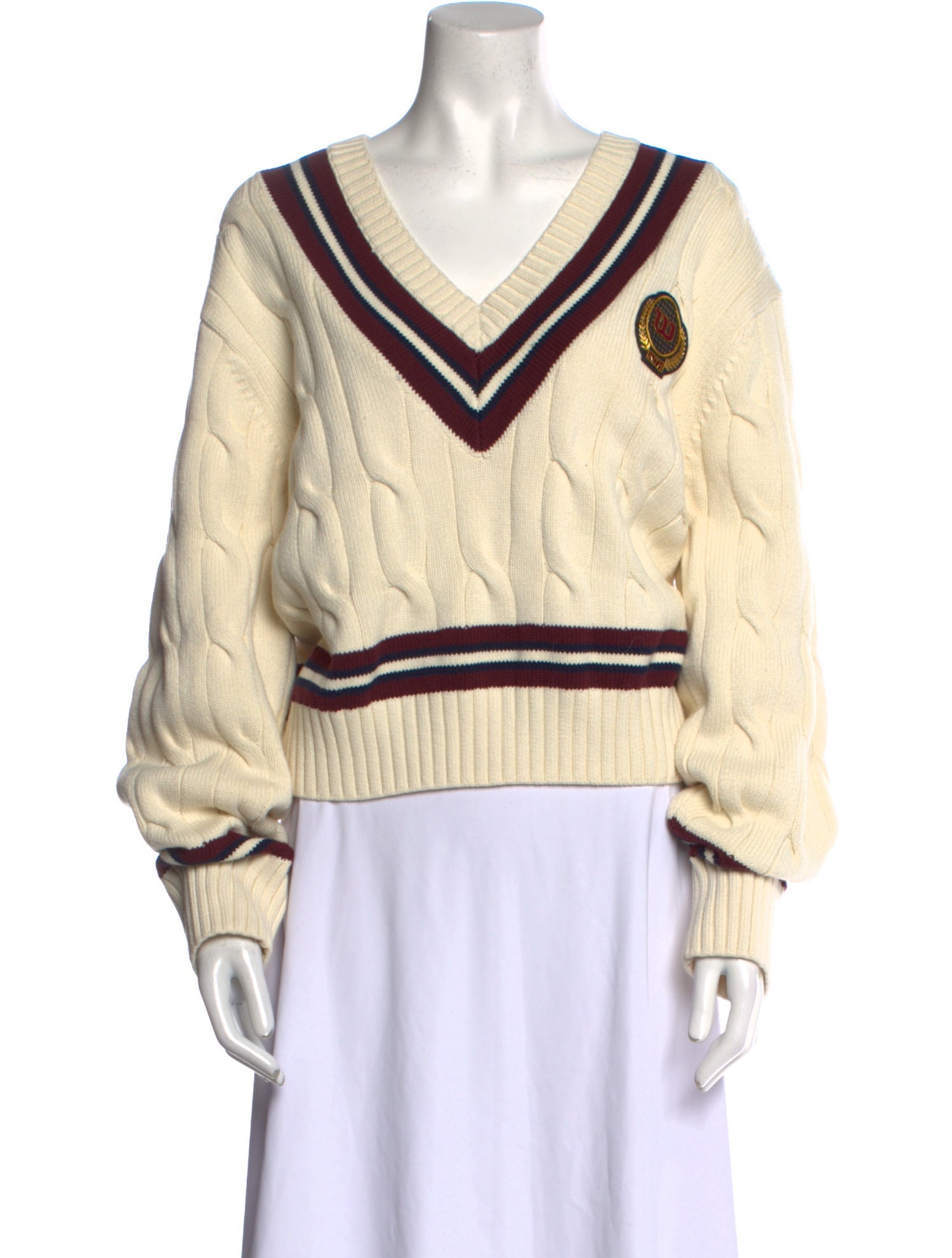 KITH Striped V-Neck Sweater - Neutrals Knitwear, Clothing - WKITH37066 ...