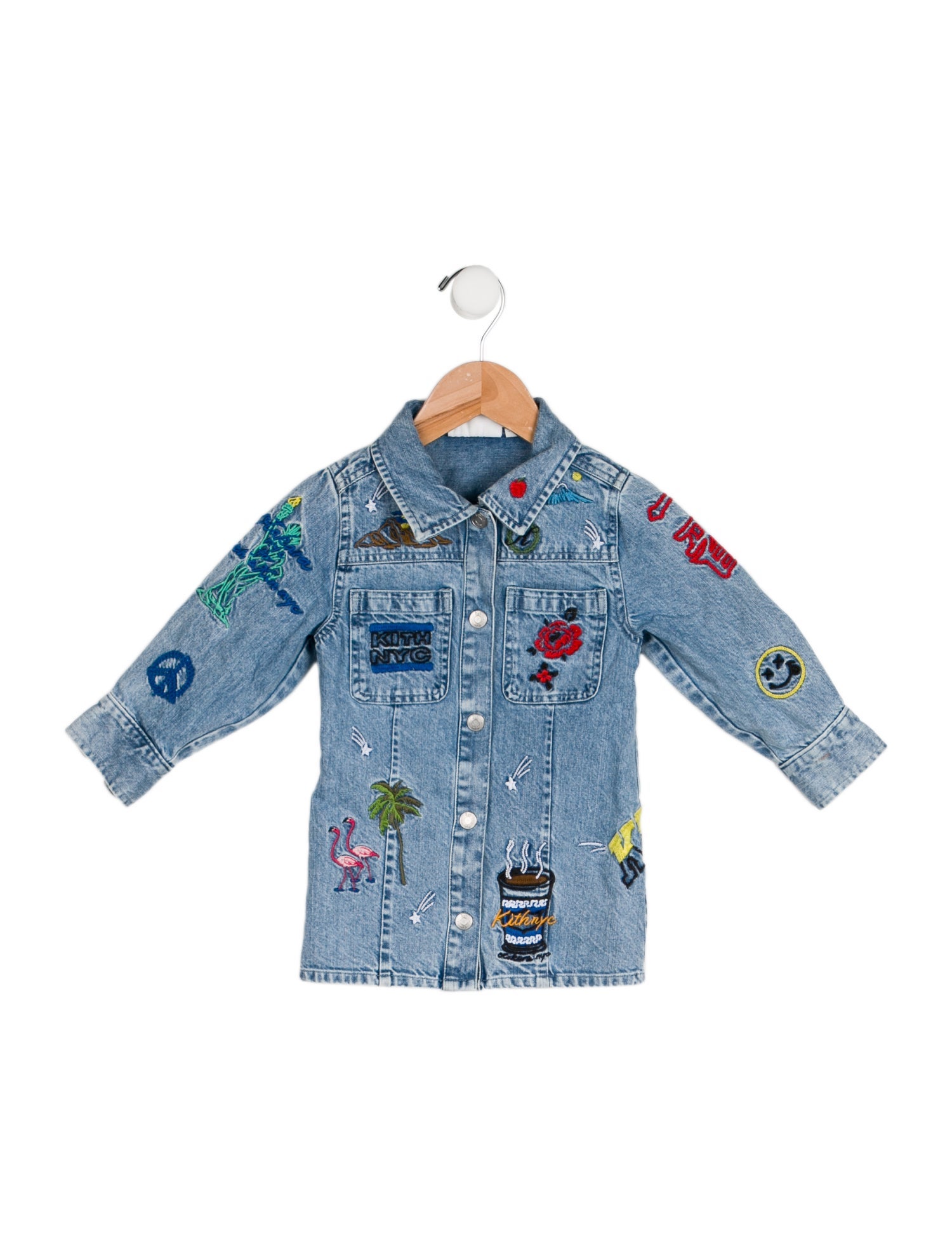 KITH Boys' Embroidered Denim Jacket - Blue Sizes 2-6, Girls ...