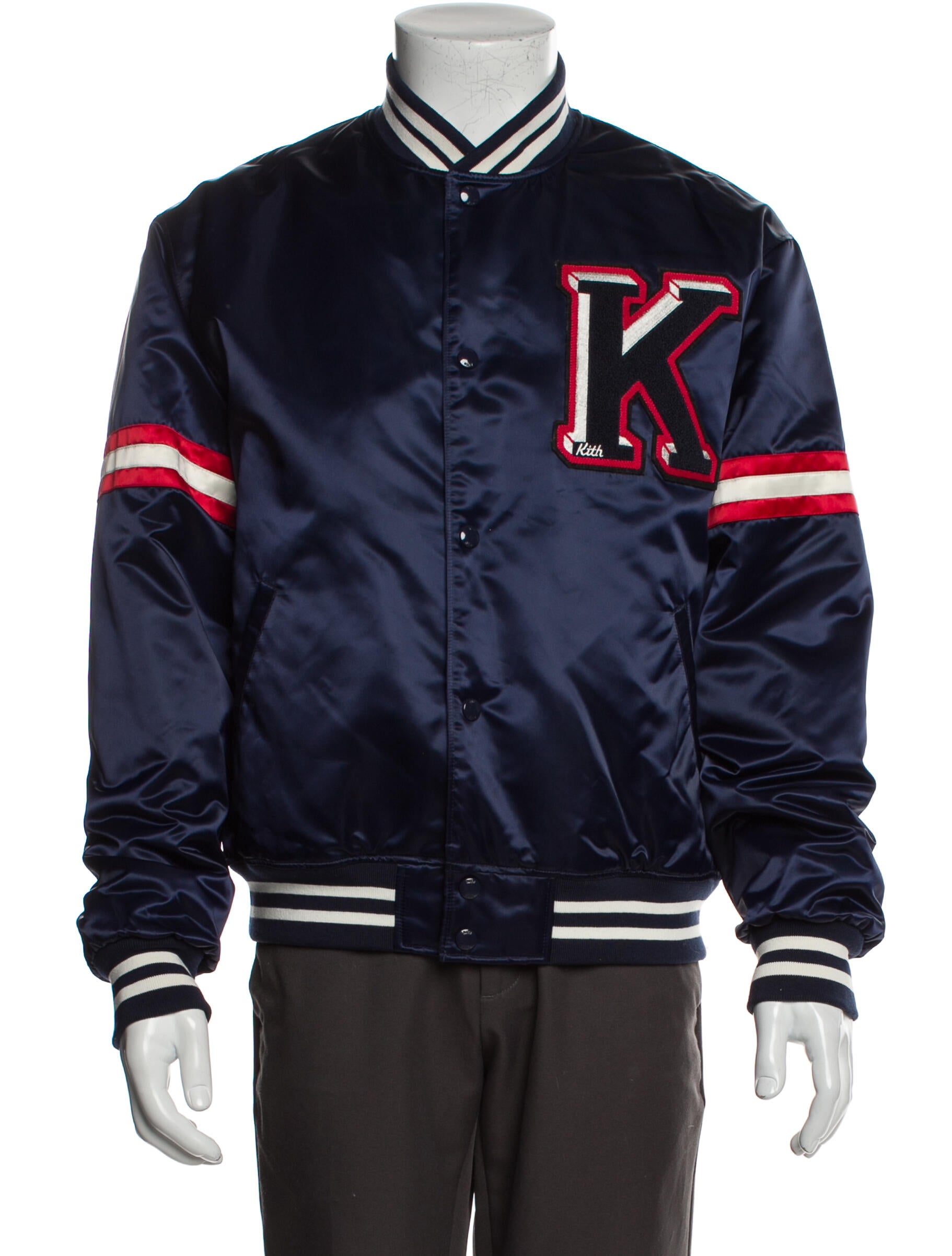 KITH Striped Varsity Jacket - Blue Outerwear, Clothing - WKITH42079 ...