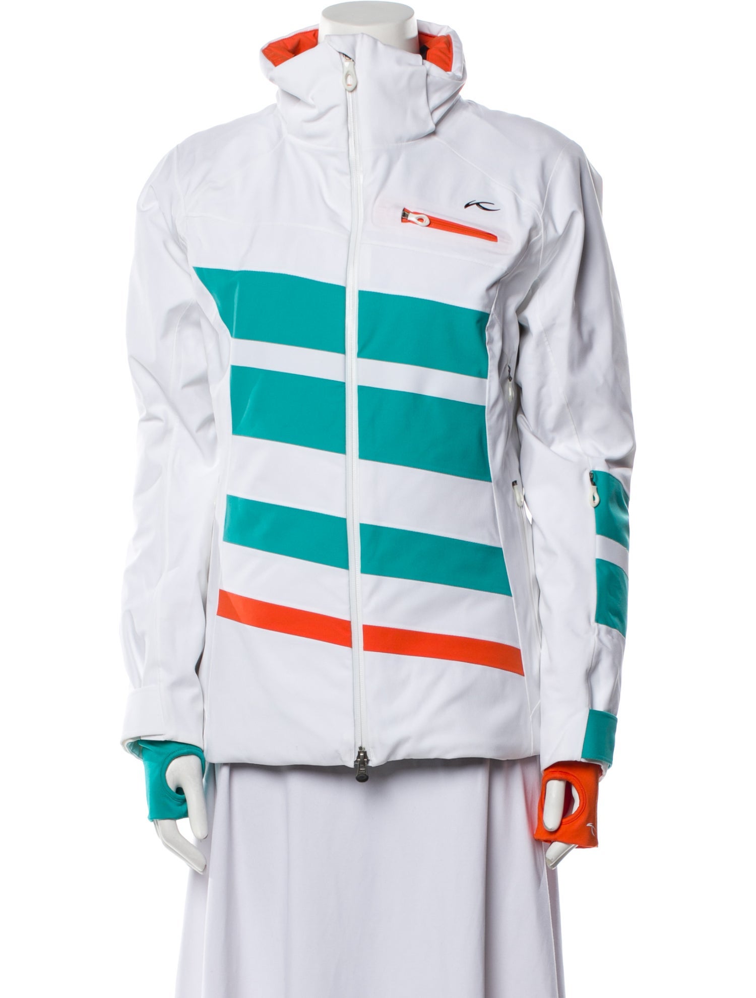 Kjus Colorblock Pattern Down Jacket - White Jackets, Clothing ...