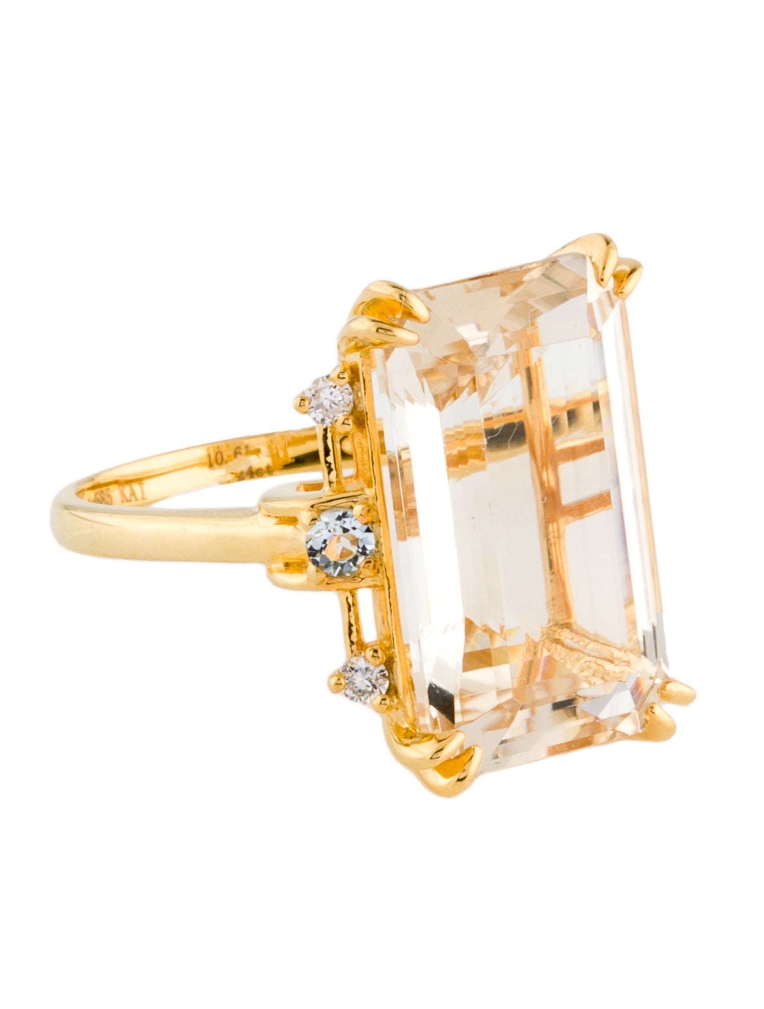 Syna 18K Coral & Diamond Cocktail Ring - 18K Yellow Gold Cocktail Ring ...