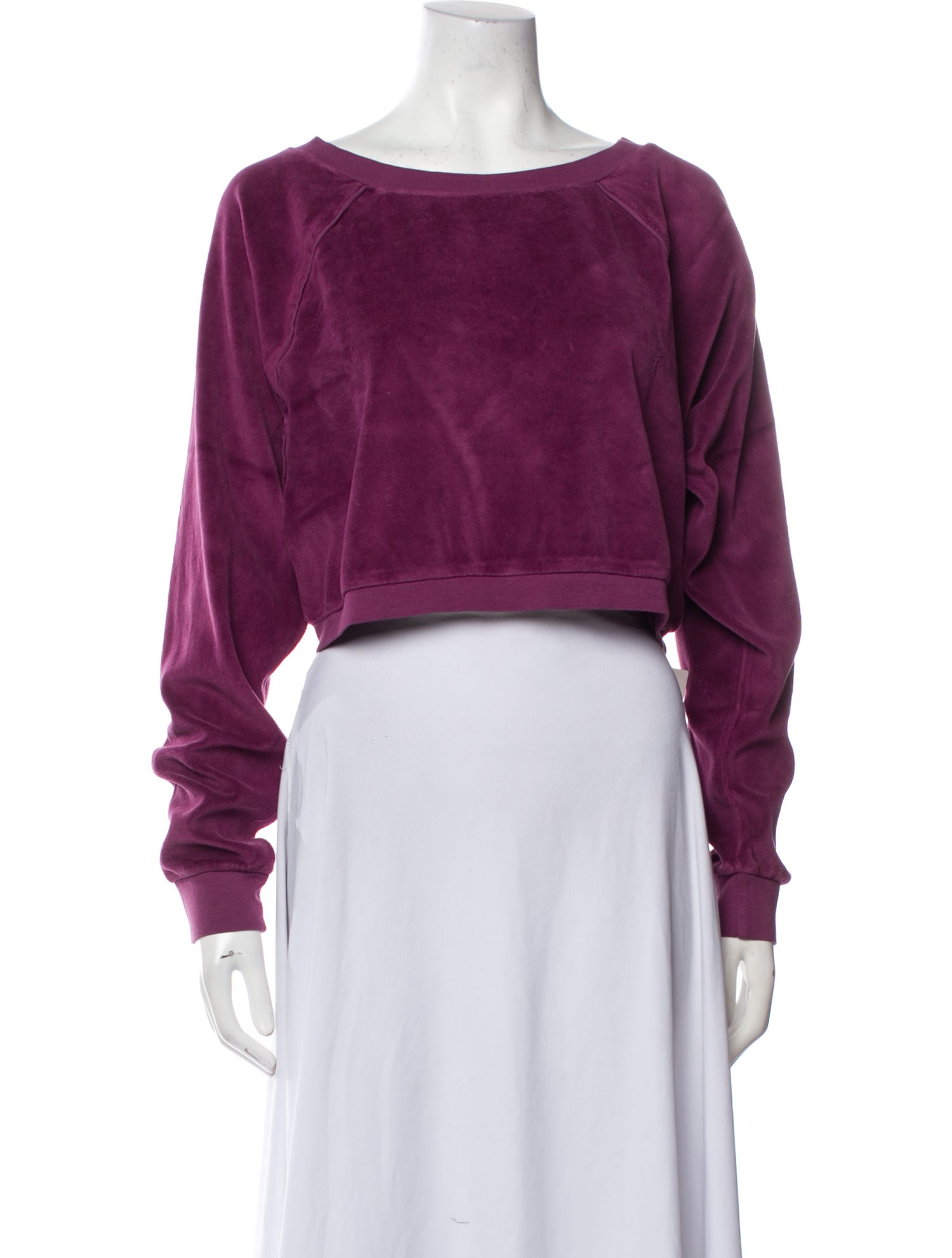 Suzie Kondi Bateau Neckline Long Sleeve Crop Top w/ Tags - Purple Tops ...