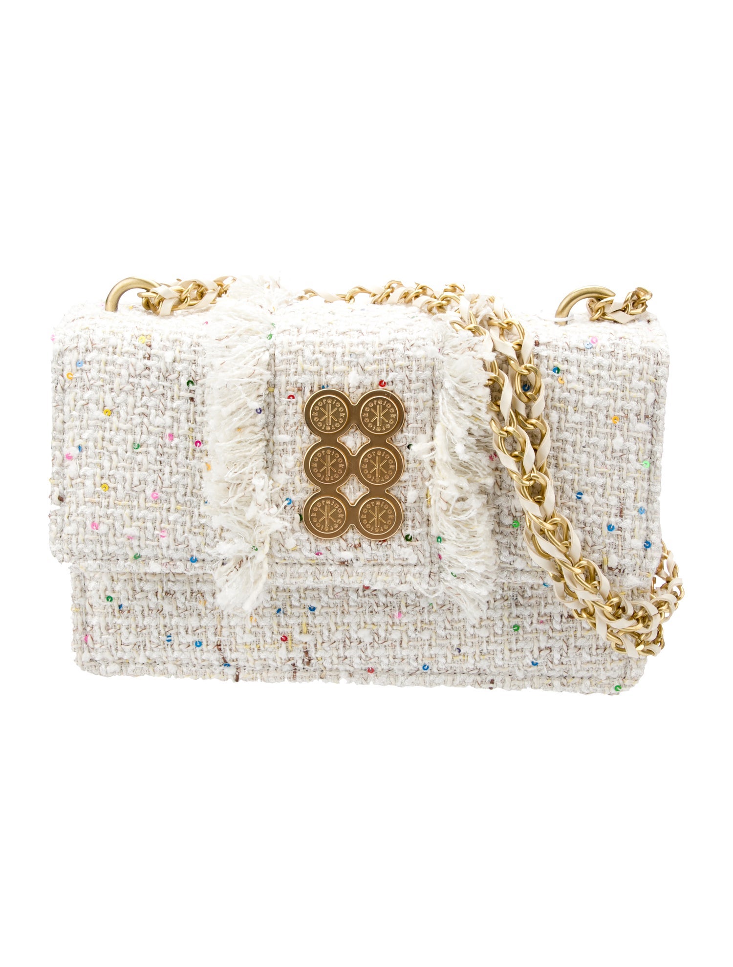 Kooreloo Chain-Link Tweed Shoulder Bag w/ Tags - White Shoulder Bags, Handbags - WKOOR20509 ...